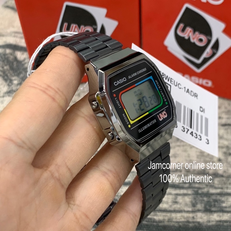 UNO x CASIO Vintage A168WEUC-1A DIGITAL WATCH classic card game ...
