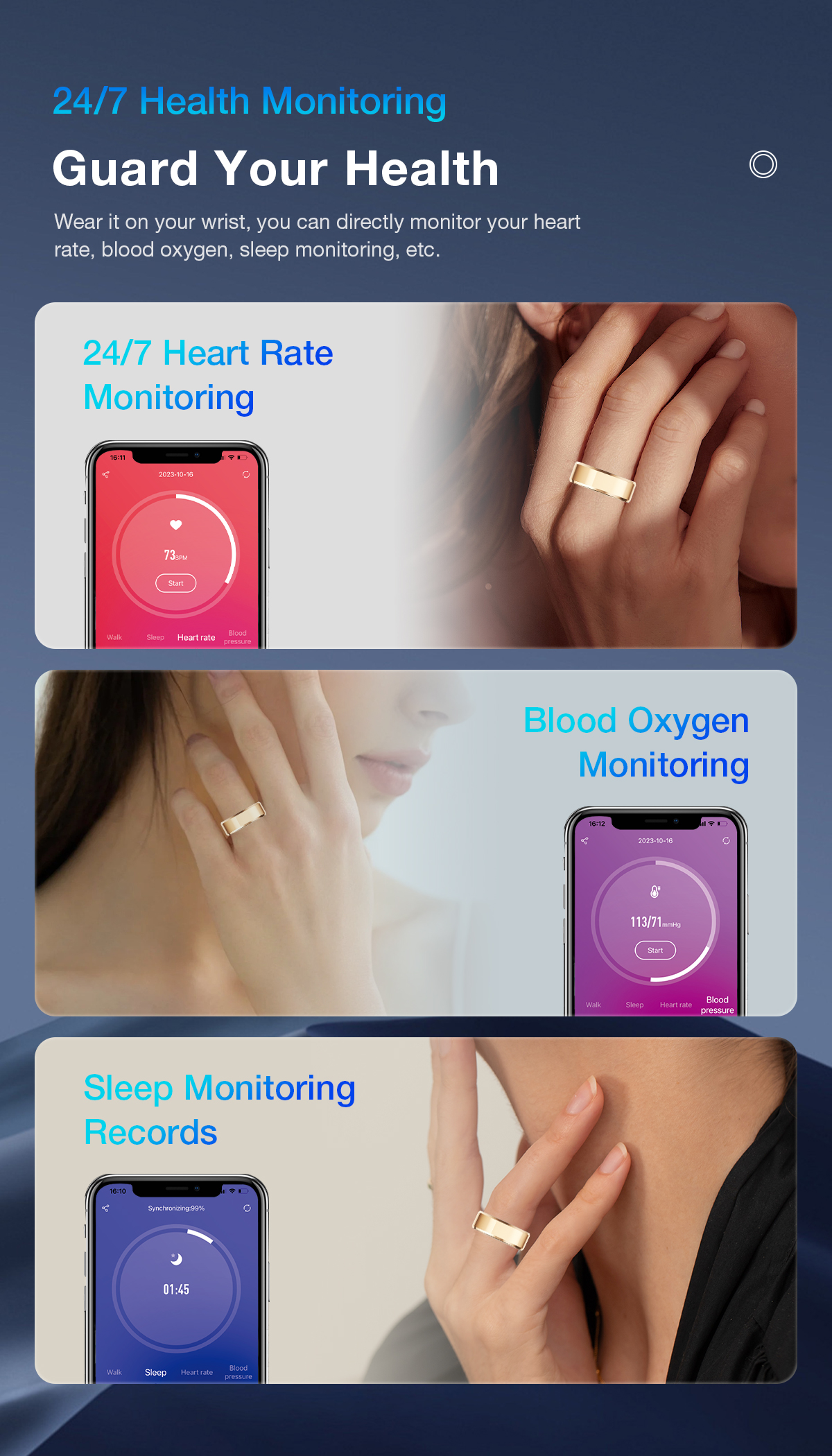 Aolon GEN3 Smart Ring Fiteness Health Waterproof Original Control ...