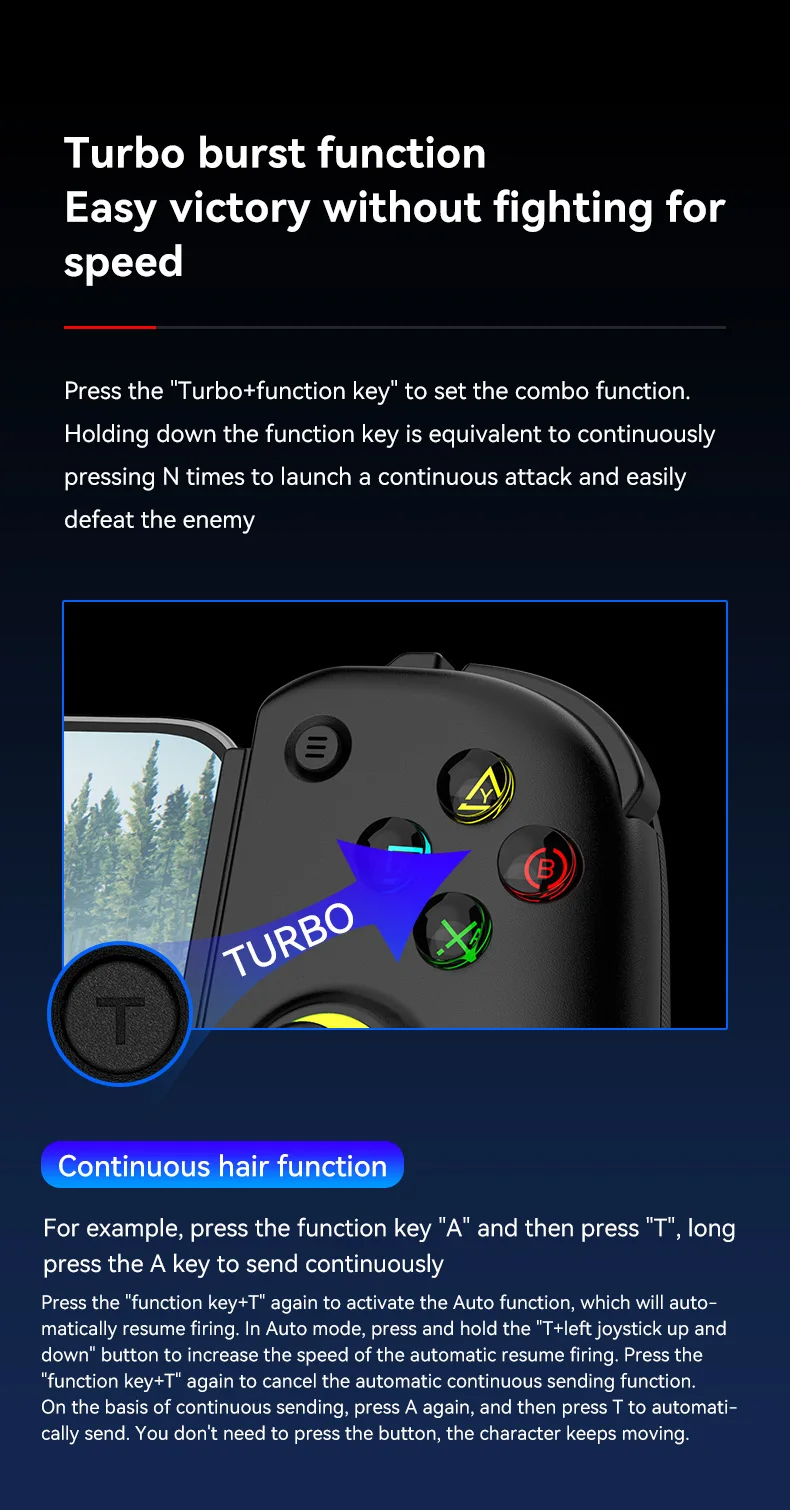 BSP D8 Pro Bluetooth Mobile Phone Tablet Controller Telescopic Handle Dual Hall Joystick RGB ...