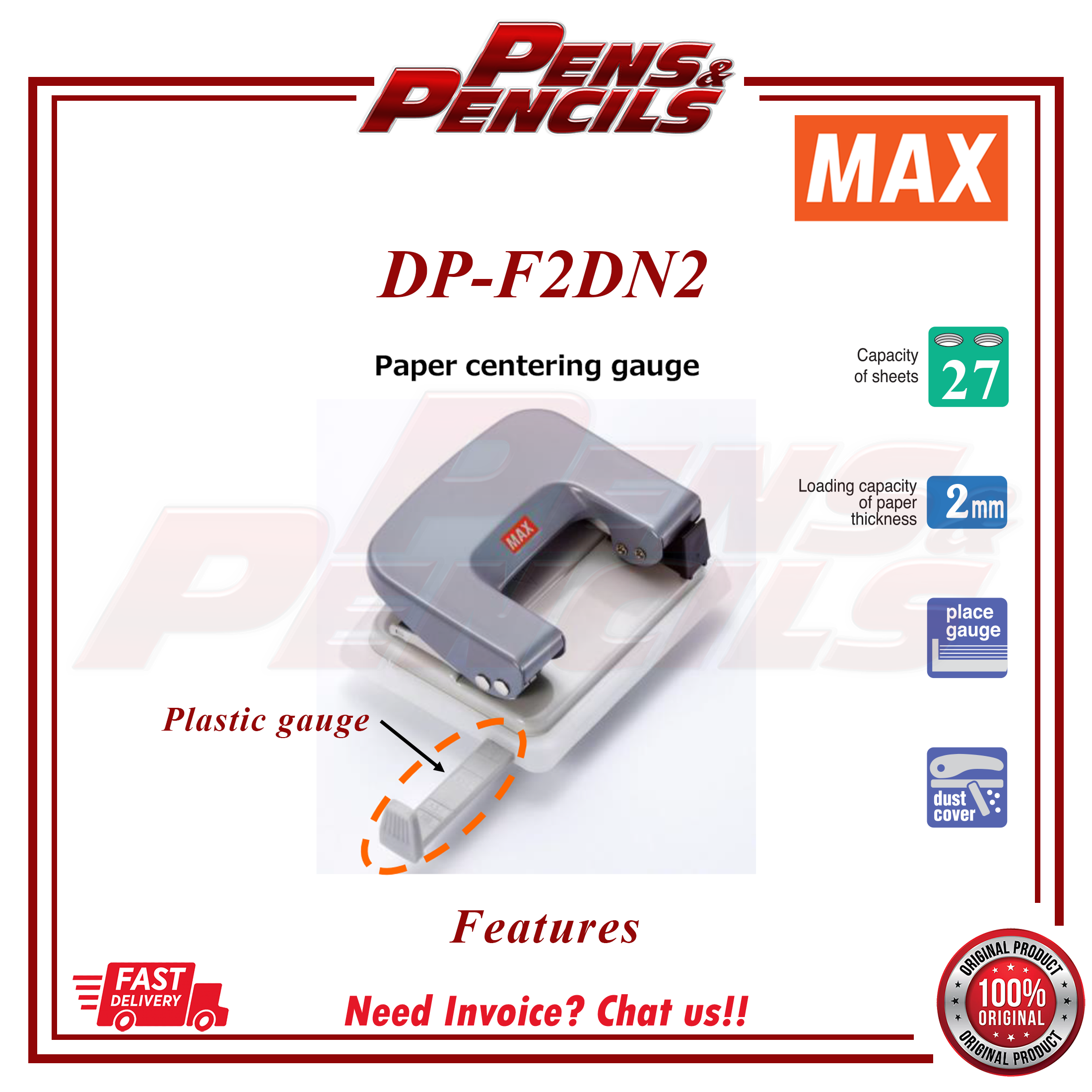 MAX Puncher DP-F2DN2 2 Hole Paper Punch D Punch (1pc) | Shopee Malaysia