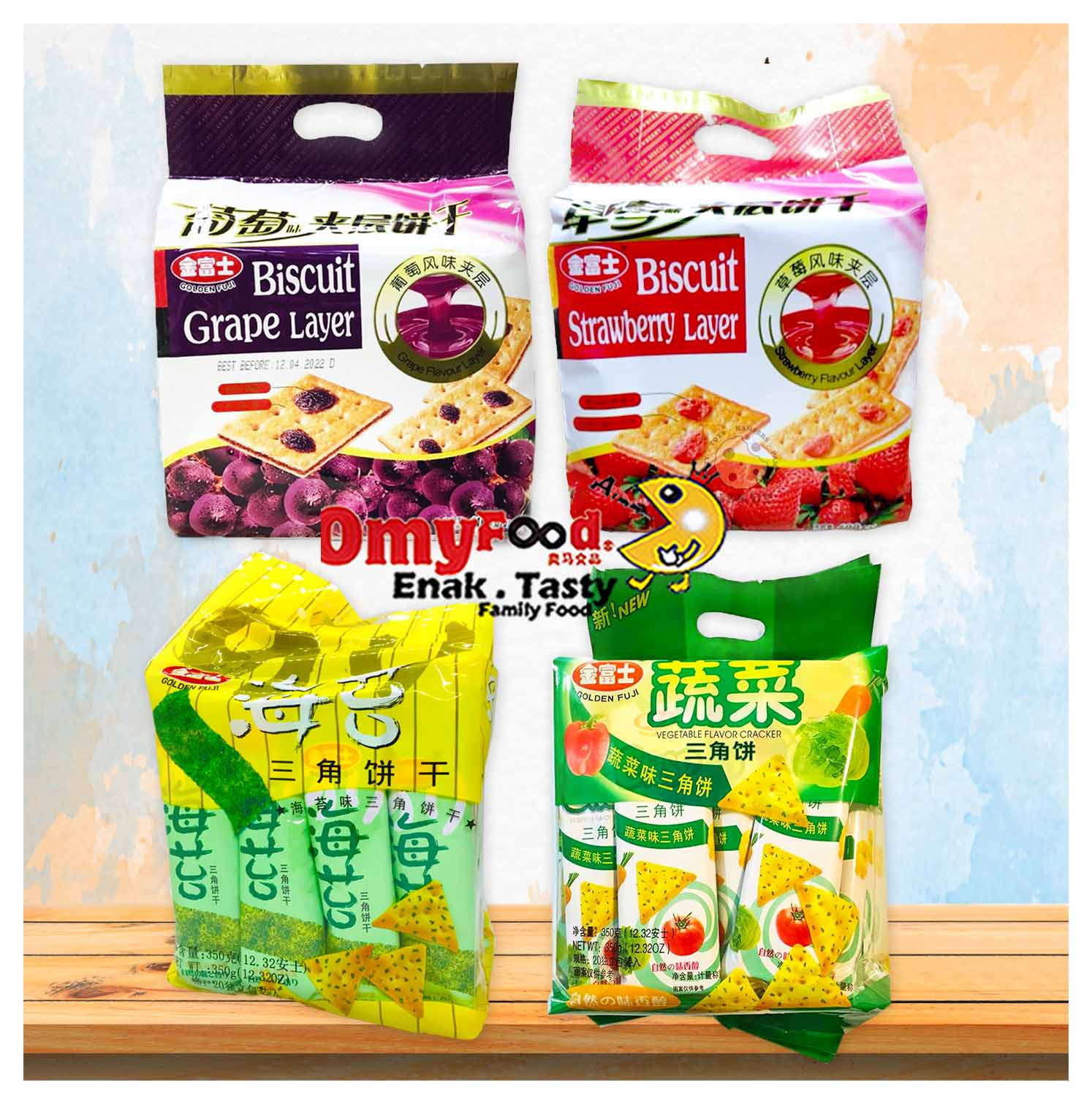 350g / 400g Golden Fuji Triangle Cracker [Seaweed / Vegetable / Biscuit ...
