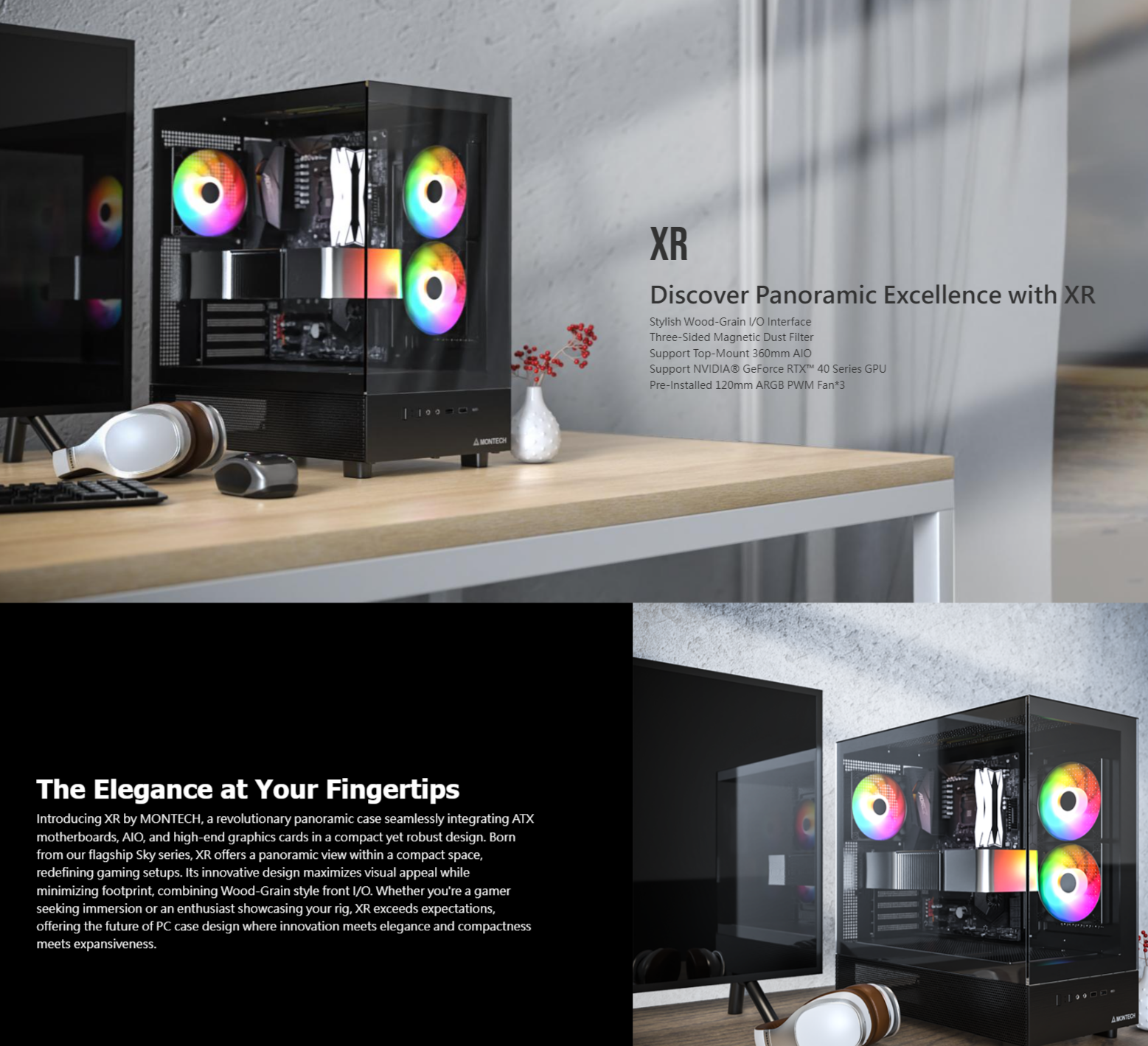 MONTECH XR TG ARGB ATX PC Case - Black / White | Shopee Malaysia