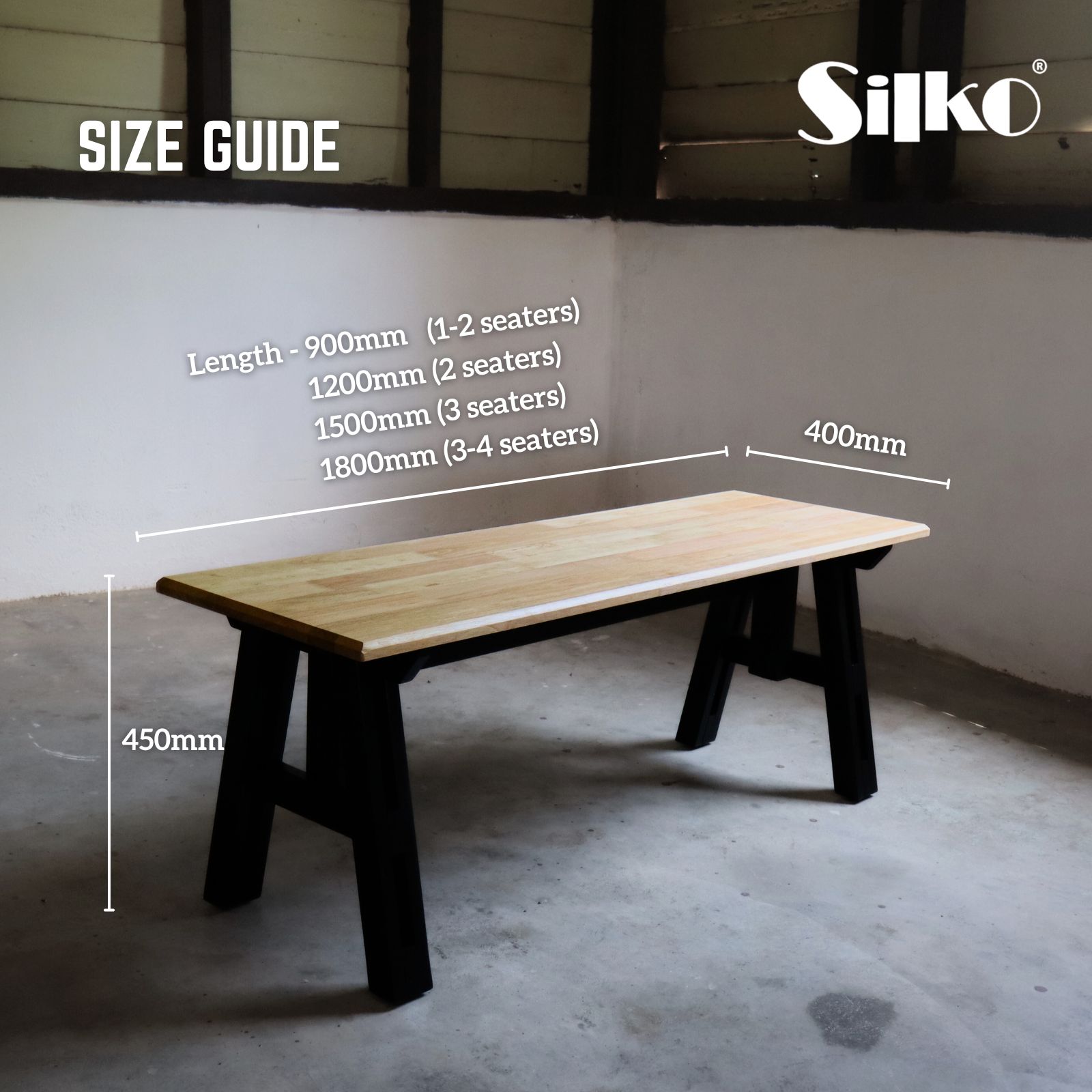Silko Bench made of 100% solid Rubberwood / Merbau as dining bench ...