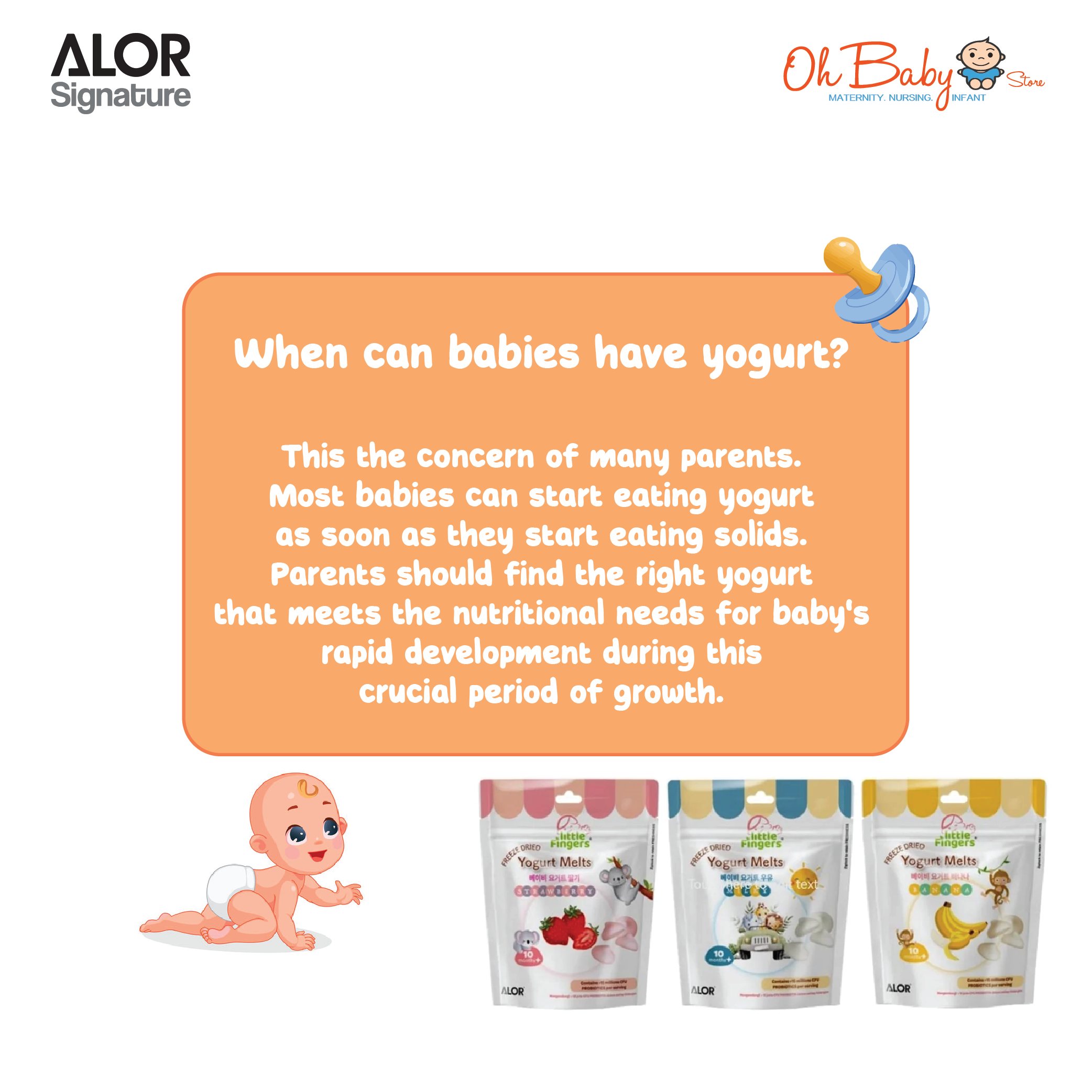 Alor Little Fingers Premium Freeze-Dried Yogurt Melts for Toddlers (10 ...