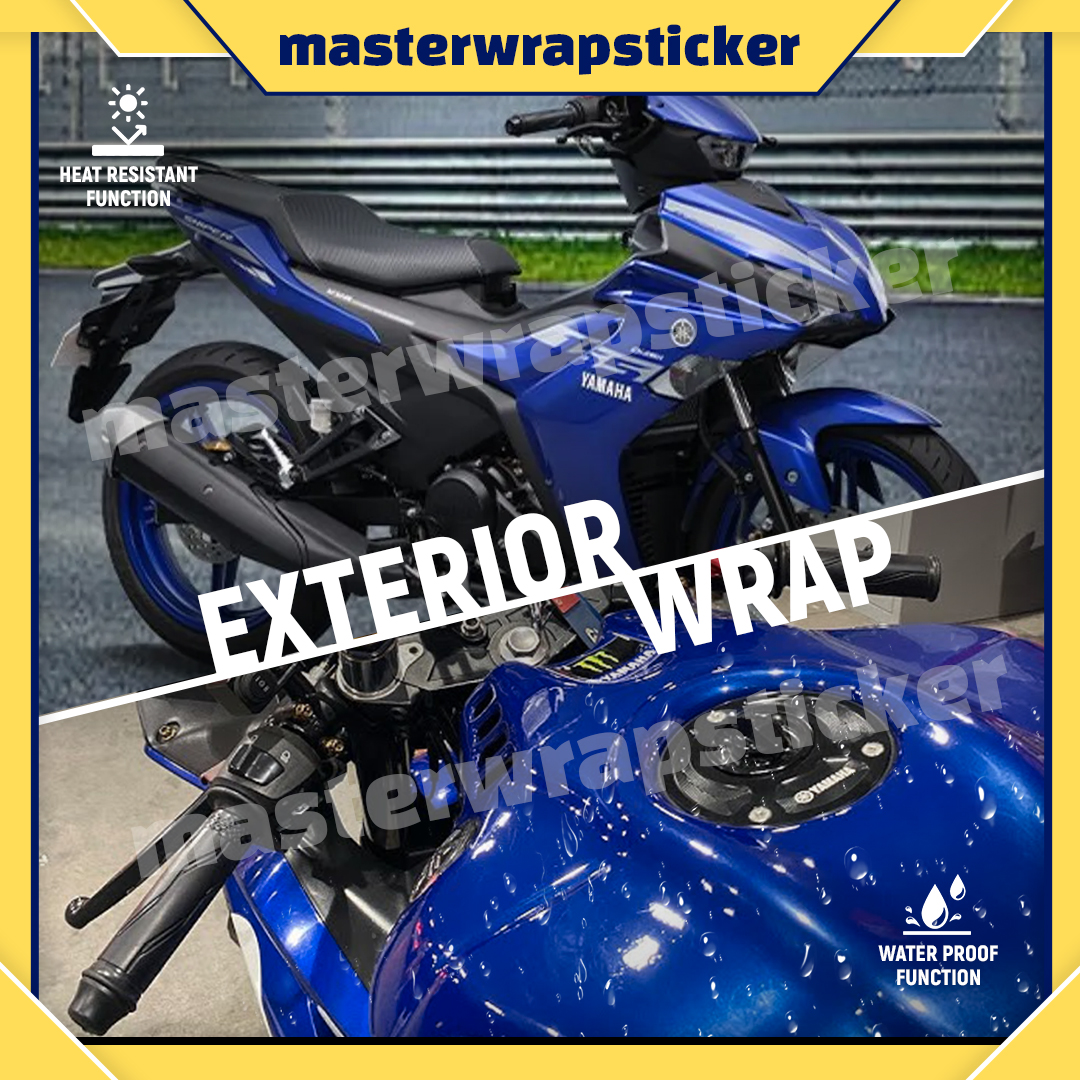 PREMIUM GLOSSY BLUE STICKER MOTOR(152CM-90CM)stiker MOTO kilat wrapping ...
