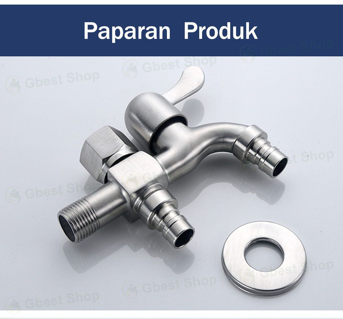 Stainless Steel Two way garden water tap double head Kitchen Bathroom ...