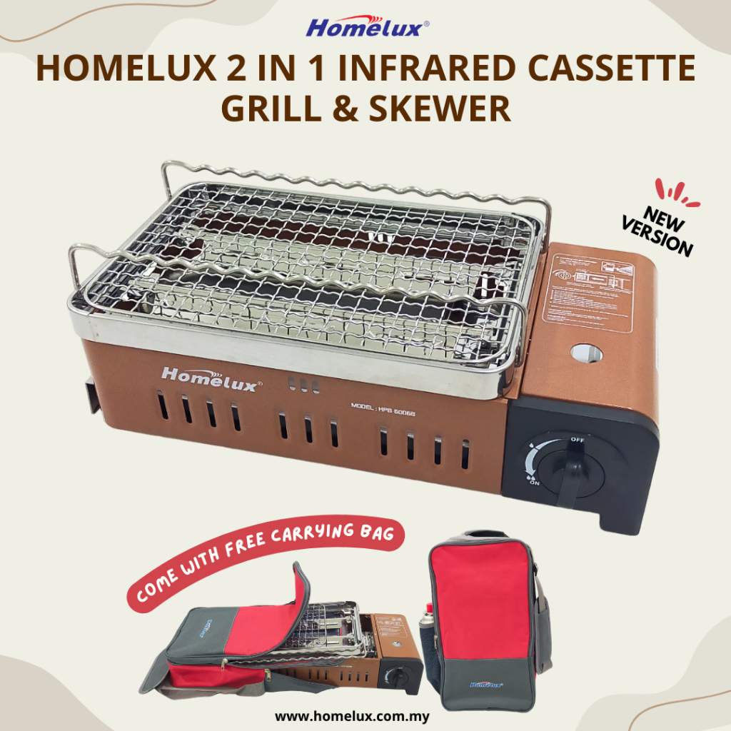 HOMELUX HPB-6006B PORTABLE BUTANE GAS BBQ infrared COOKER STOVE DAPUR ...