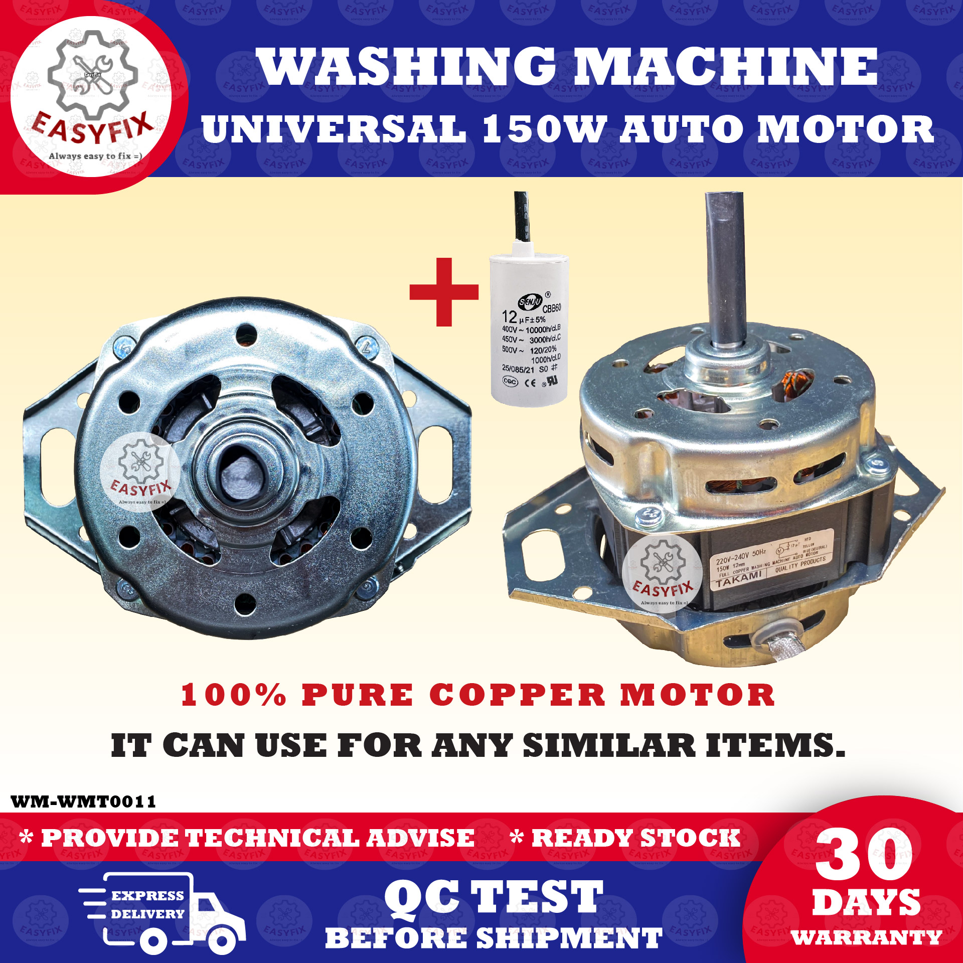 (AUTO) UNIVERSAL 150W WASHING MACHINE FULLY AUTO MOTOR 180W WASH MOTOR ...