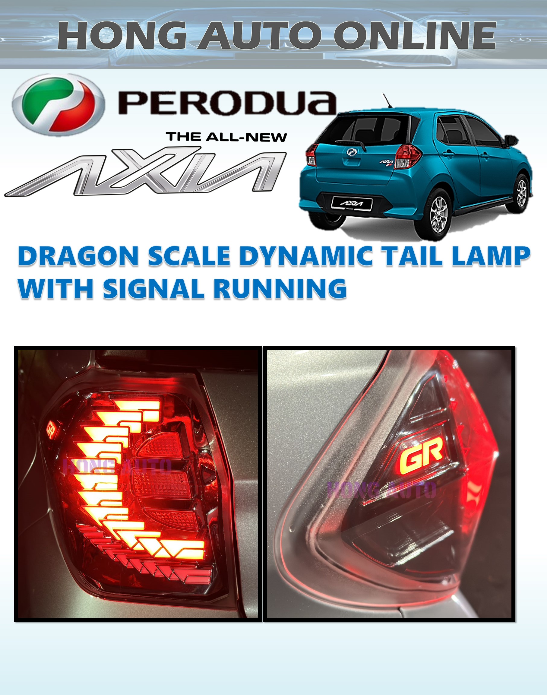 Perodua Axia 2023 - 2024 Dragon Scale Dynamic Tail Lamp With Signal ...
