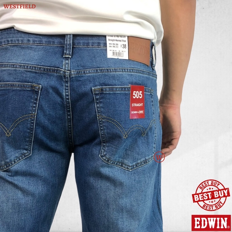 EDWIN 505 MEN'S STRETCHABLE STRAIGHT CUT JAPAN BLUE JEANS ( 7705 2782 ...