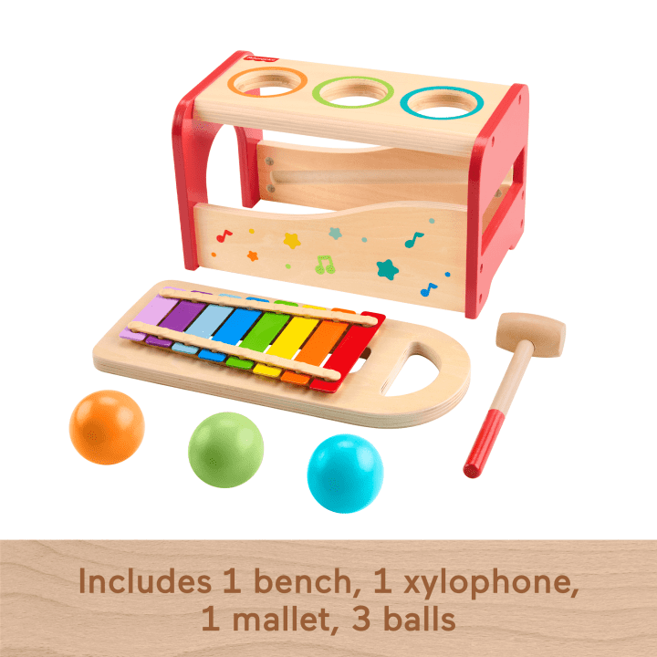 Fisher-Price Wood Toddler Toy Pound & Tap Bench Xylophone (HXT88 ...