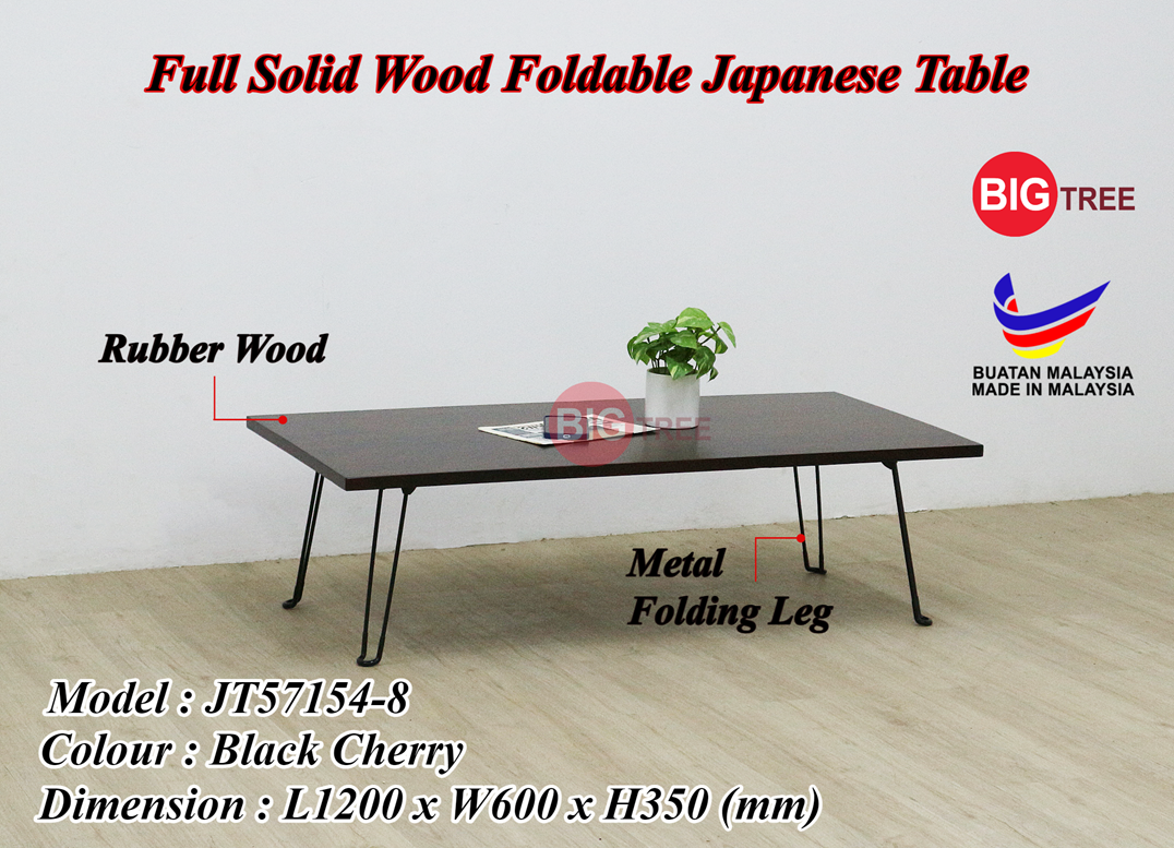 Big Tree Solid Wood Meja Jepun Lipat / Foldable Rubber Wood Japanese ...