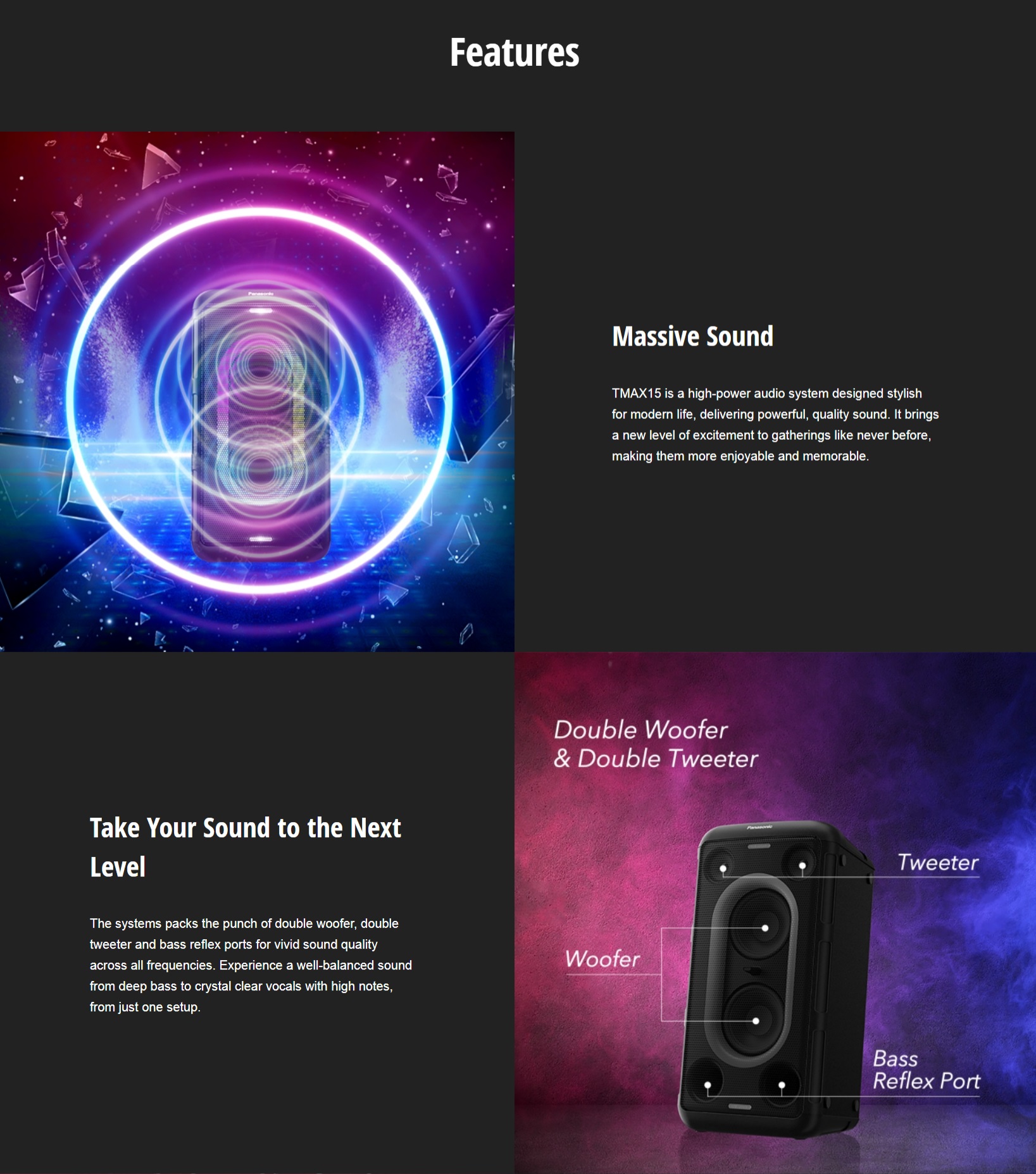 Panasonic T-MAX15 High Power Audio System - 300W Bluetooth | SC-TMAX15GSK (Karaoke System JBL ...