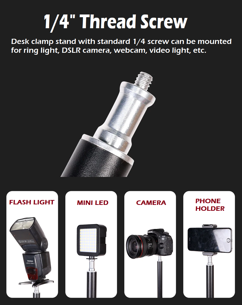 Tripod Clamp Desk Mount Light Stand Table Stand Tabletop Bracket Stand ...