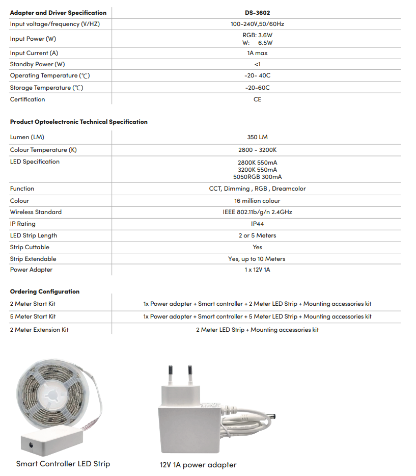 Prolink 2M RGBIC Smart LED Strip IP44 Water Resistant Colour Adjustable ...