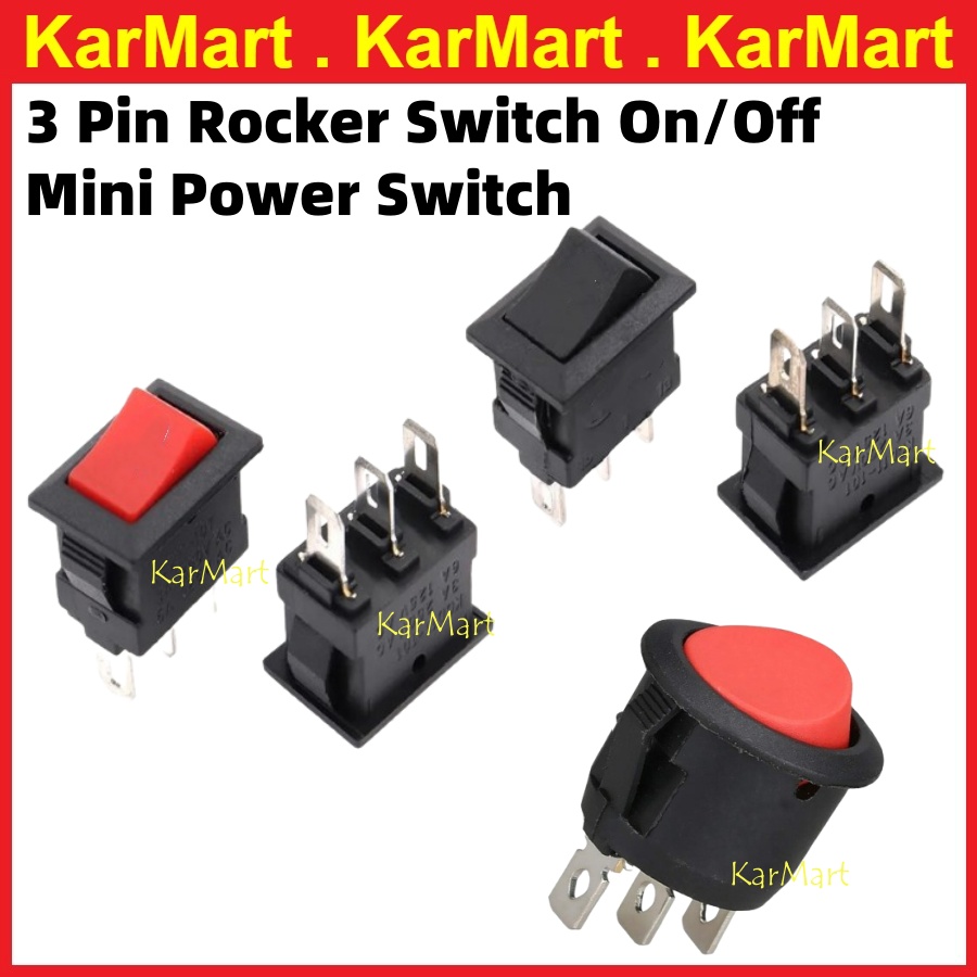 3 Pin Rocker Switch On/Off Mini Power Switch 3A 250V 6A/250V 10A 125V ...