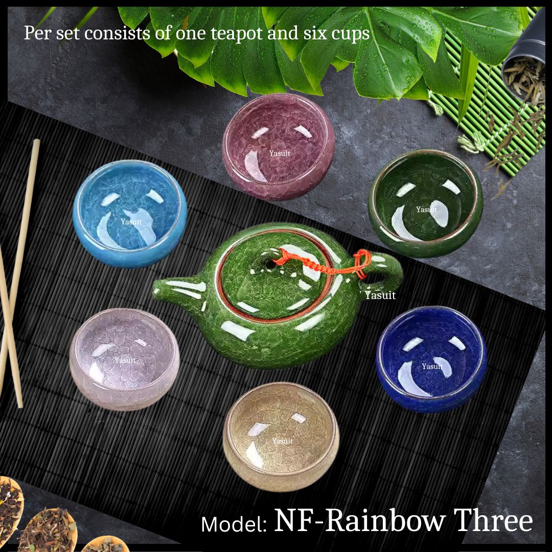 Tea pot Chinese Tea Set Gift 七彩冰裂茶具 Ceramic Teapot Colorful Teaset ...