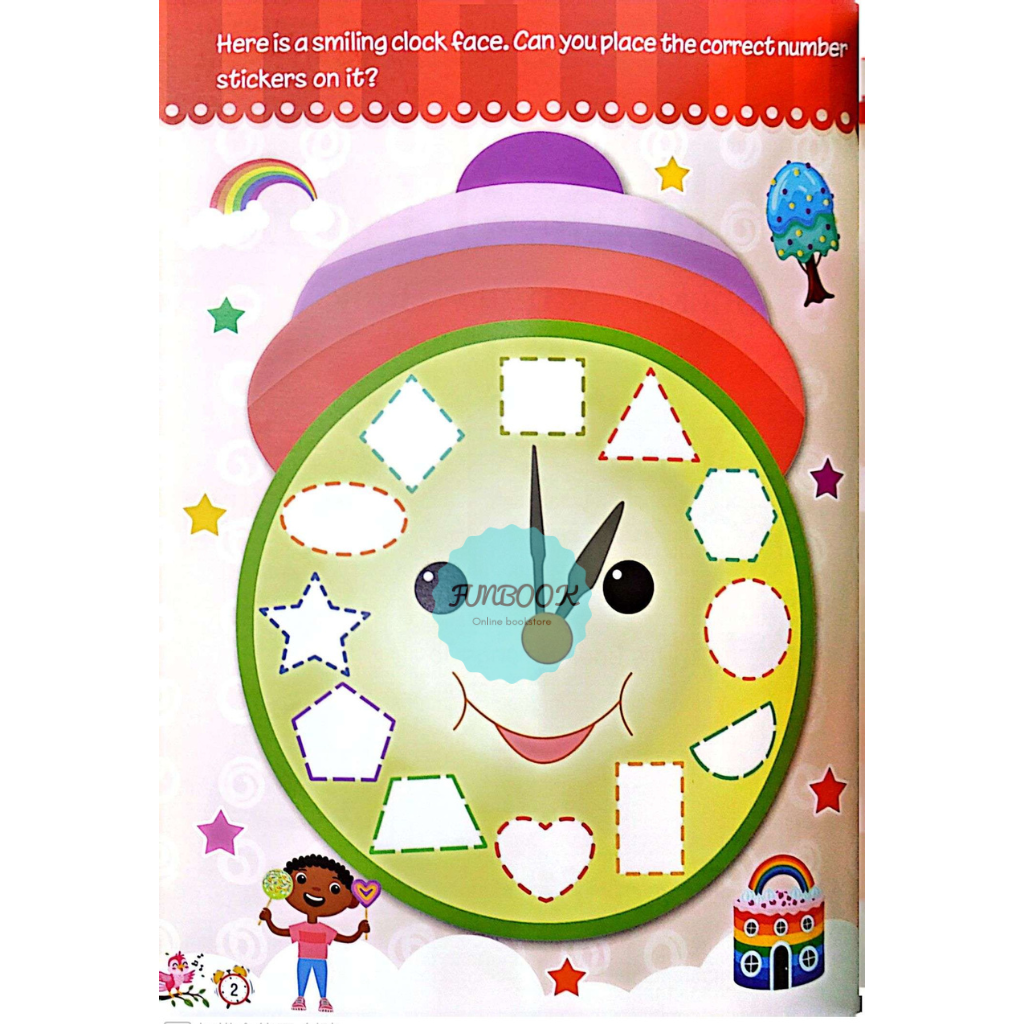 [FUNBOOK] Tell The Time Sticker Activity Book 16 pages Clock Preschool ...