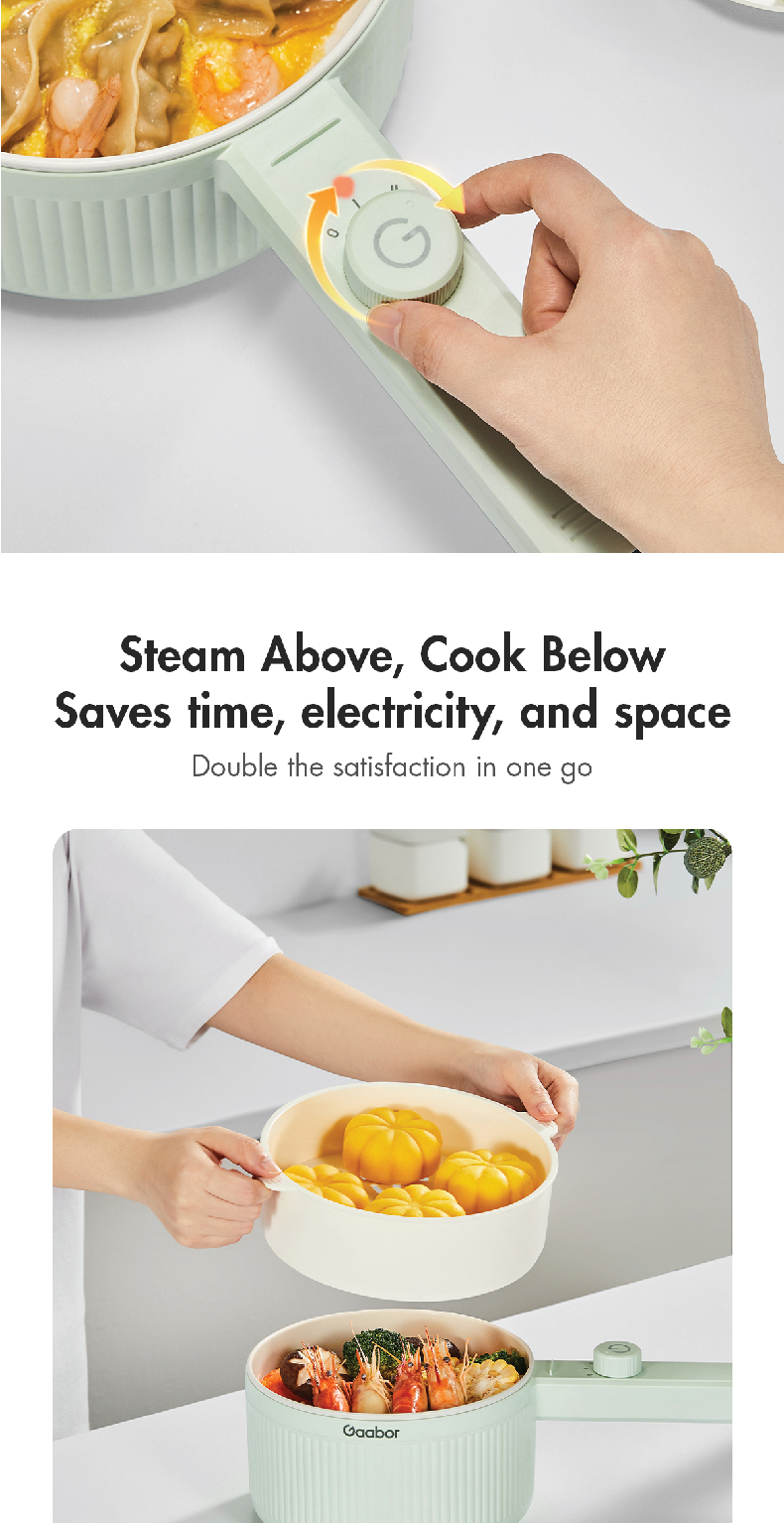 Gaabor 2L Electric Cooker Multifunctional Electric Skillet Hot Pot Non ...