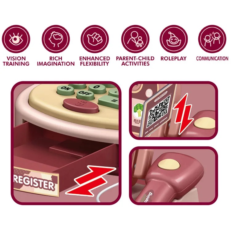 Cashier with Sound Microphone,Scanner,Music,Calculator, Toy for Kids ...