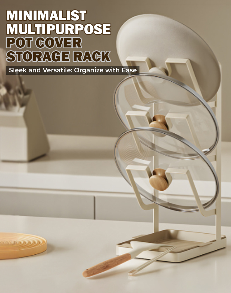 Minimalist 3-Tier Pot Lid Cover Holder Rack With Draining Tray ...