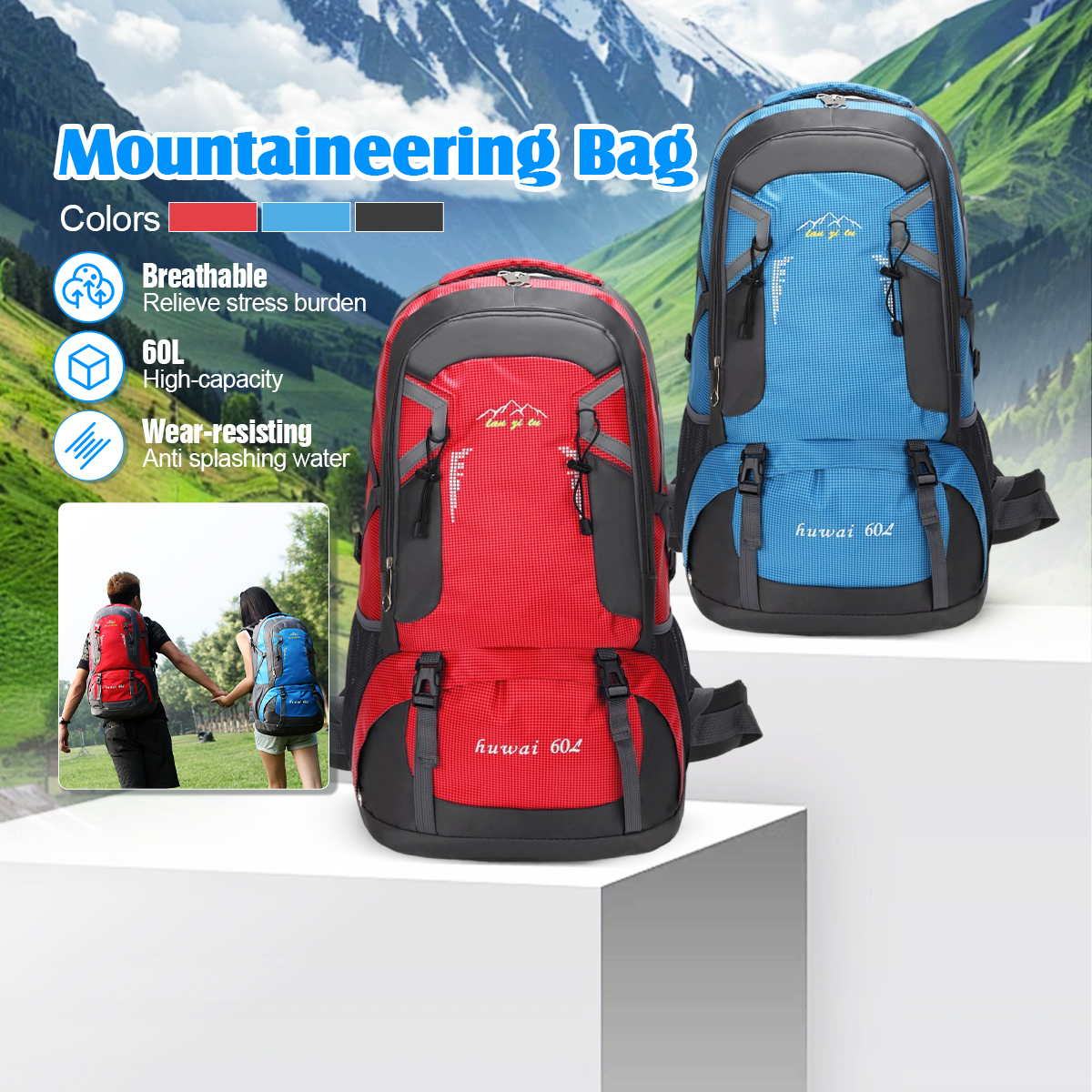 Ultralight 60L Large Capacity Bag Portable Waterproof Backpack Outdoor ...