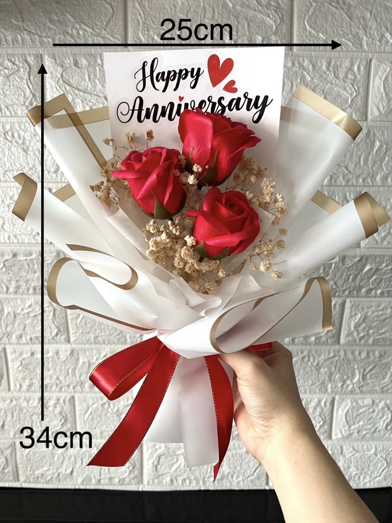 Father's day bouquet 3 stalk Soap flower with preserved baby breath ...
