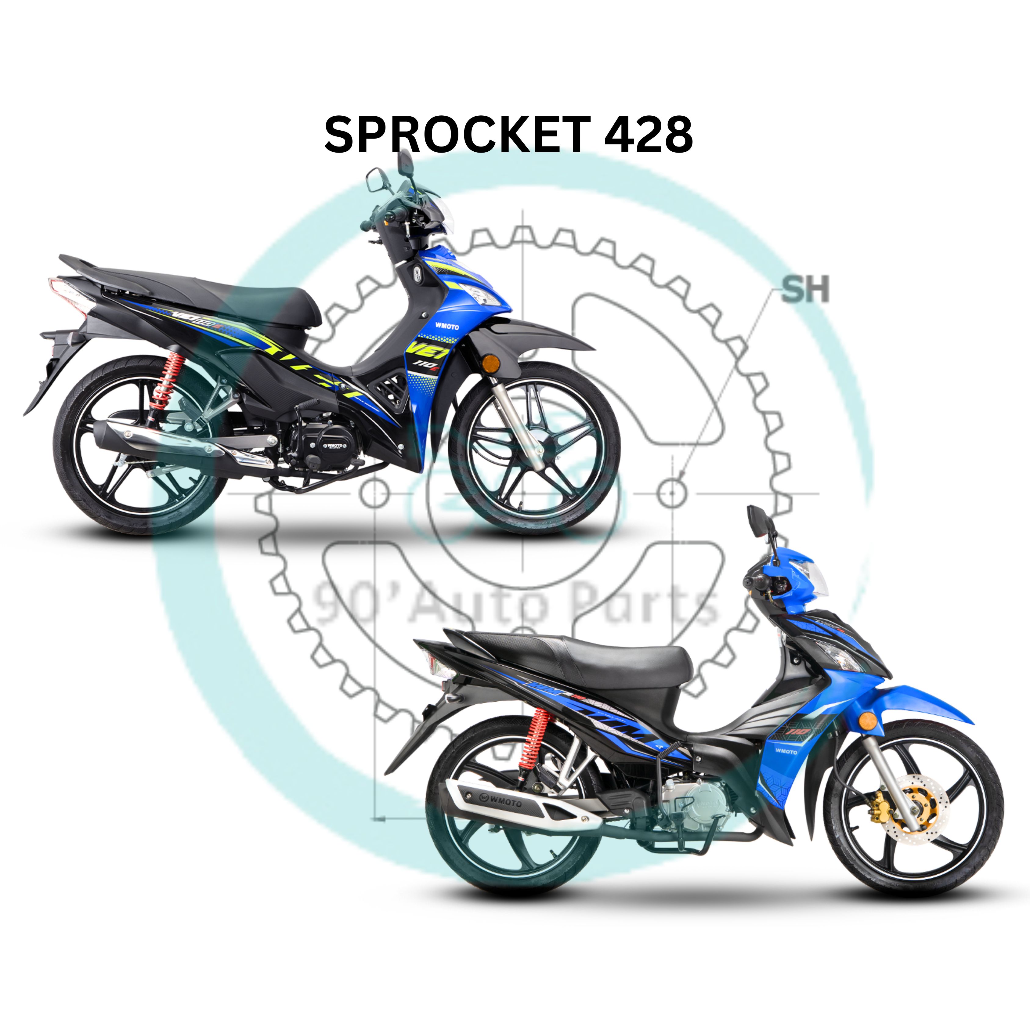 MOTOR WMOTO VE1 WM110 W MOTO VE 1 WM 110 SPROCKET SET 428 SPOCKET ...