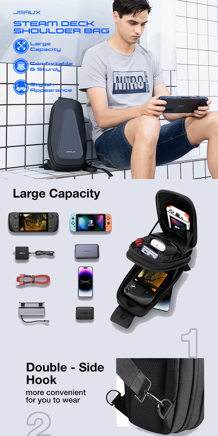 JSAUX BG0105X Shoulder Bag for Handheld For Steam Deck, Switch, ROG ...
