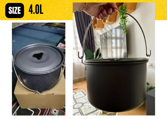 Large Cooking Pot Aluminum Foldable Handle for Outdoor Camping Picnic ...