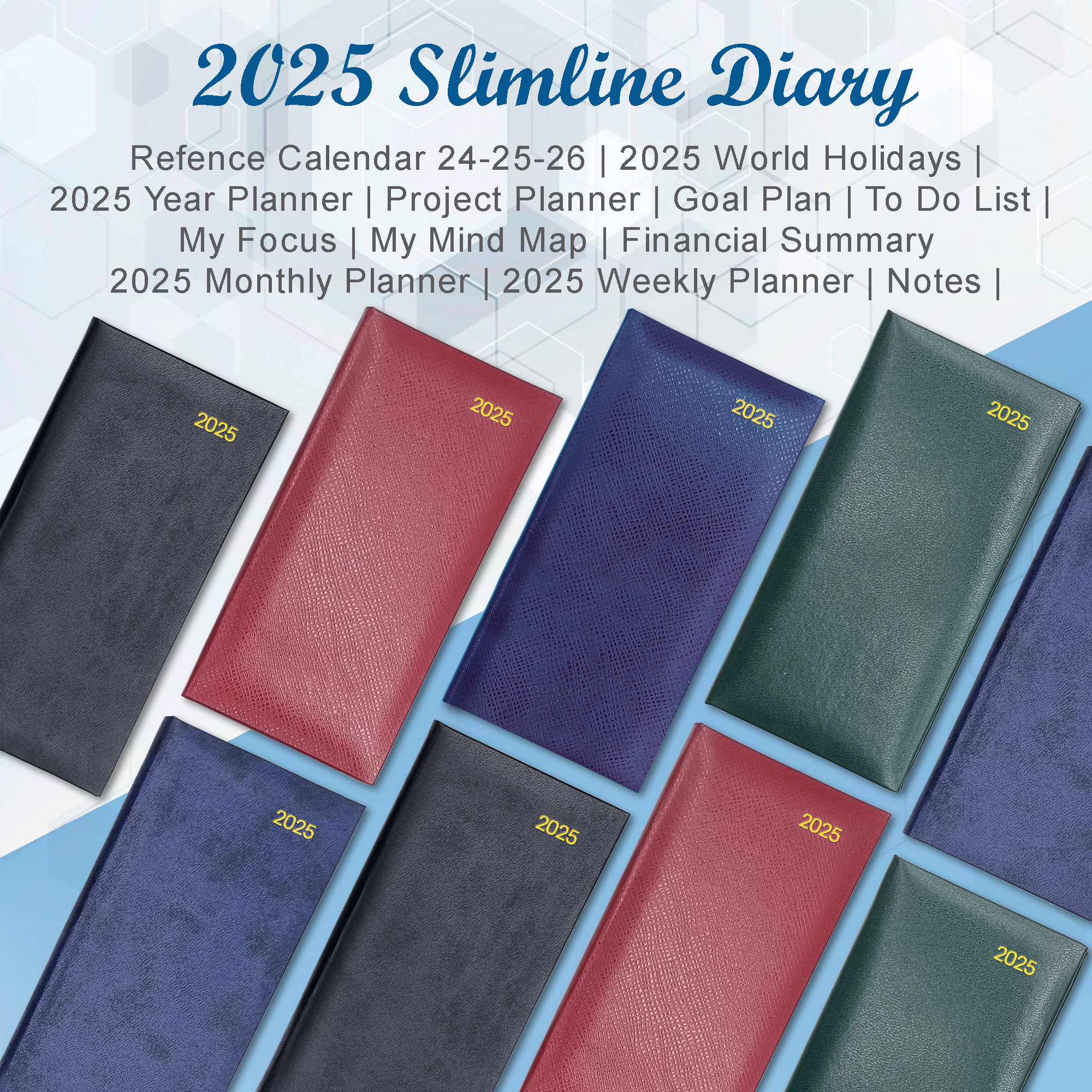 Slimline 2025 Diary Weekly Monthly Year Planner Notebook Journal ...