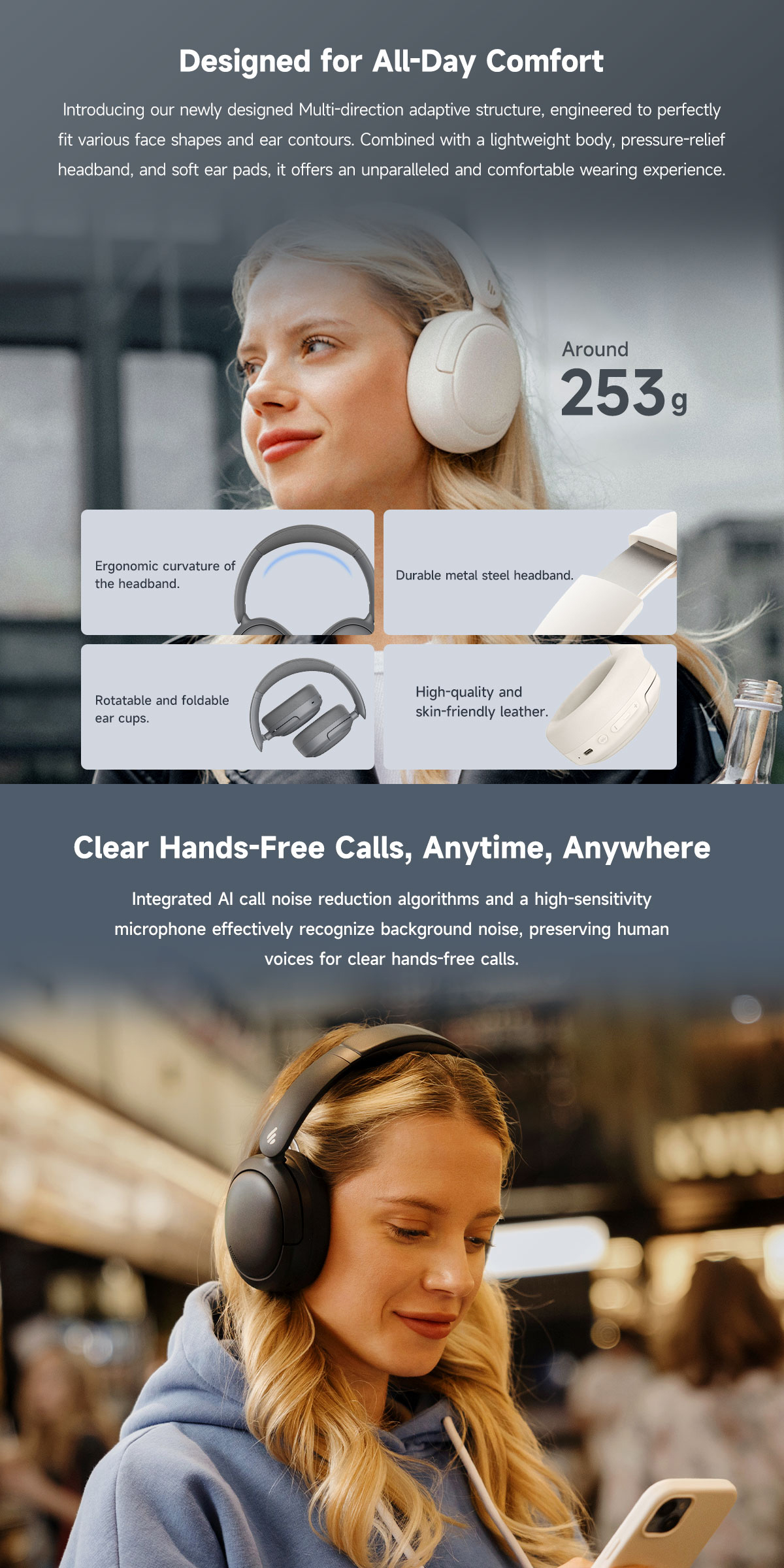 Edifier W800BT Pro Hi- Res Wireless Foldable Headphones with ConneX ...