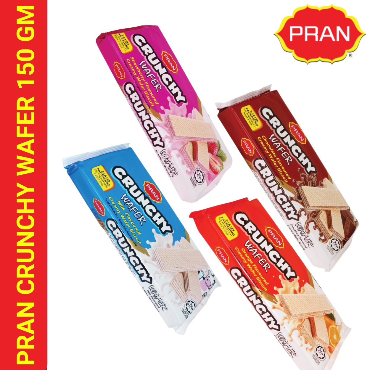 PRAN CRUNCHY WAFER 150 GM STRAWBERRY/ORANGE/MILK/CHOCOLATE | Shopee ...