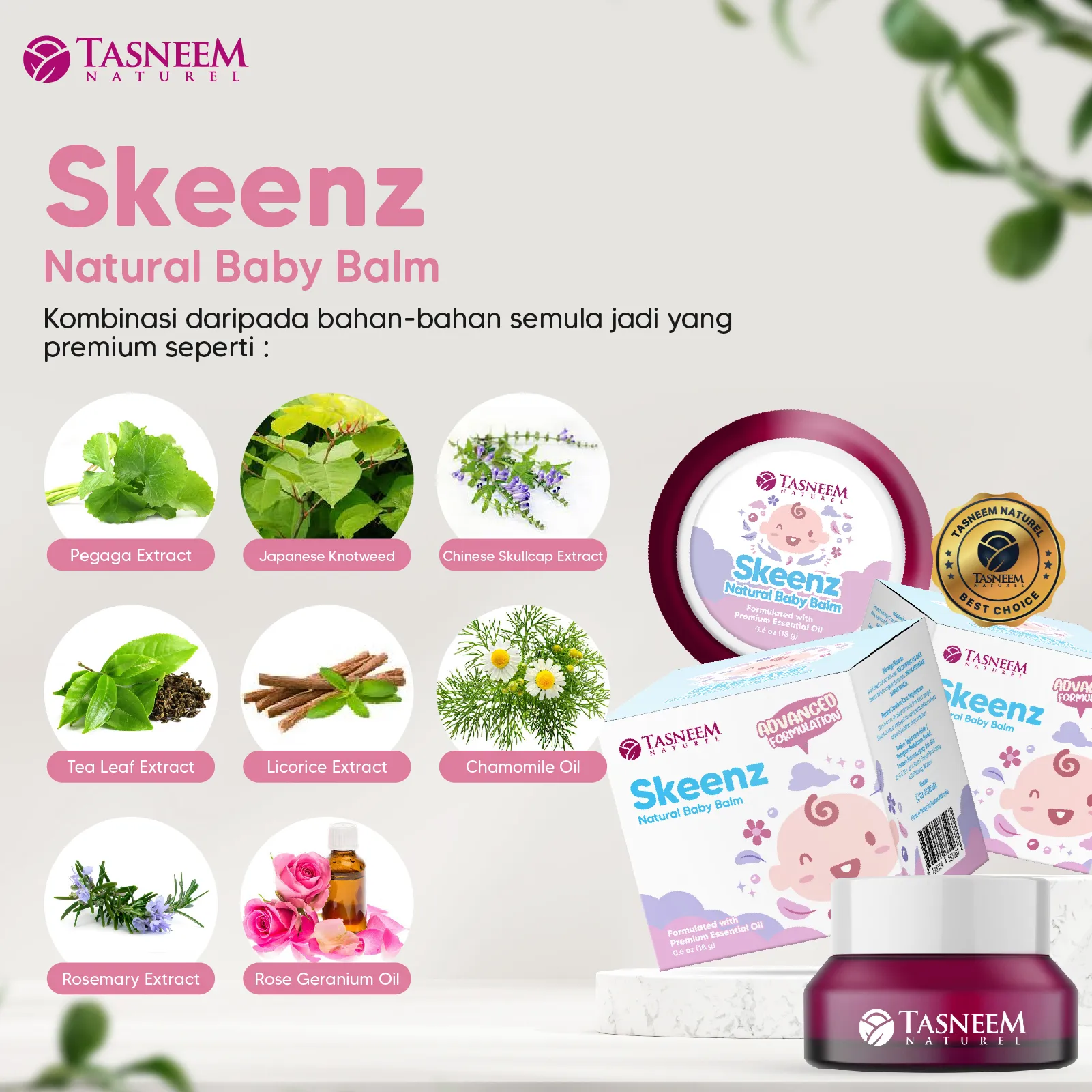 Tasneem Naturel Balm Set Combo Untuk Bayi Kids | CF Rub | T Rub | Sleep ...