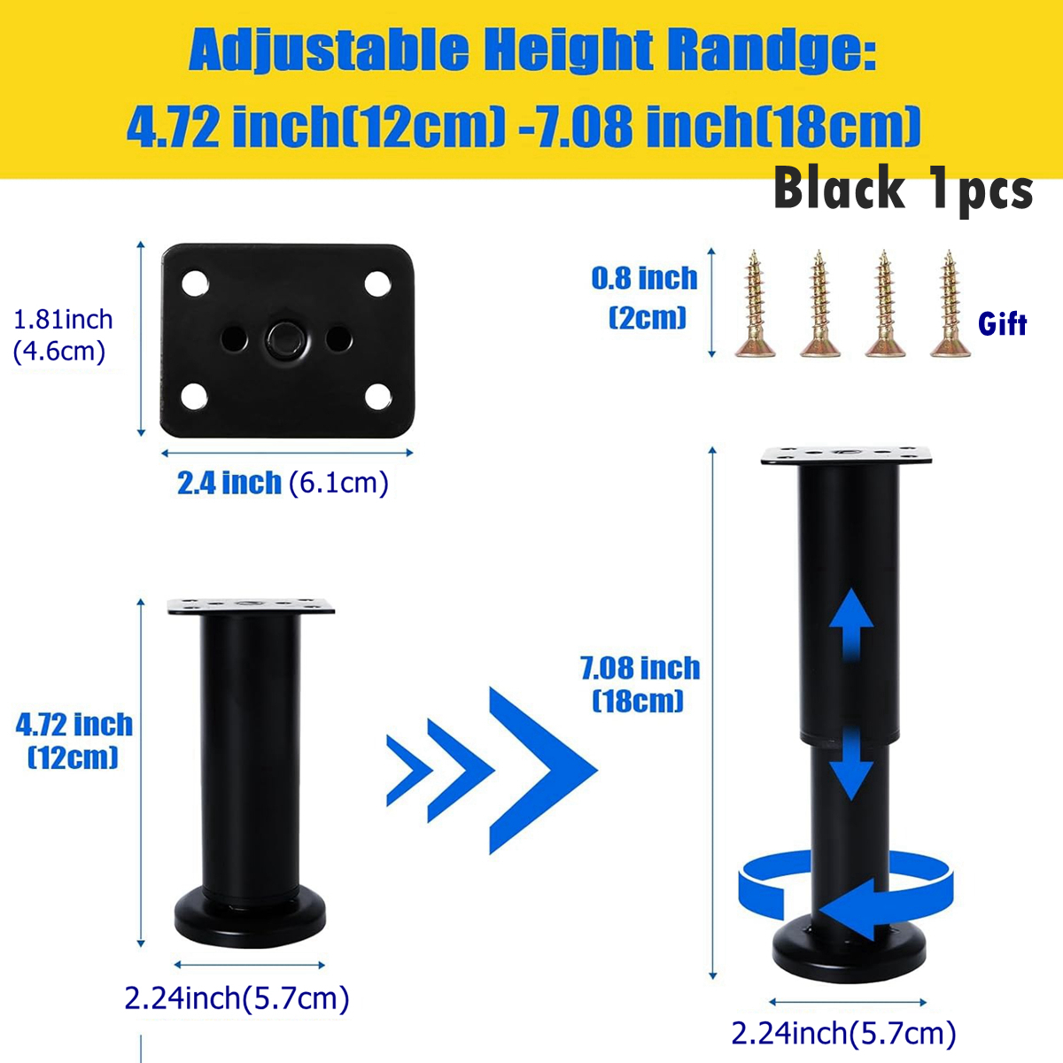 Adjustable Metal Table Leg kaki meja Bed Leg Support kaki sofa Cabinet ...