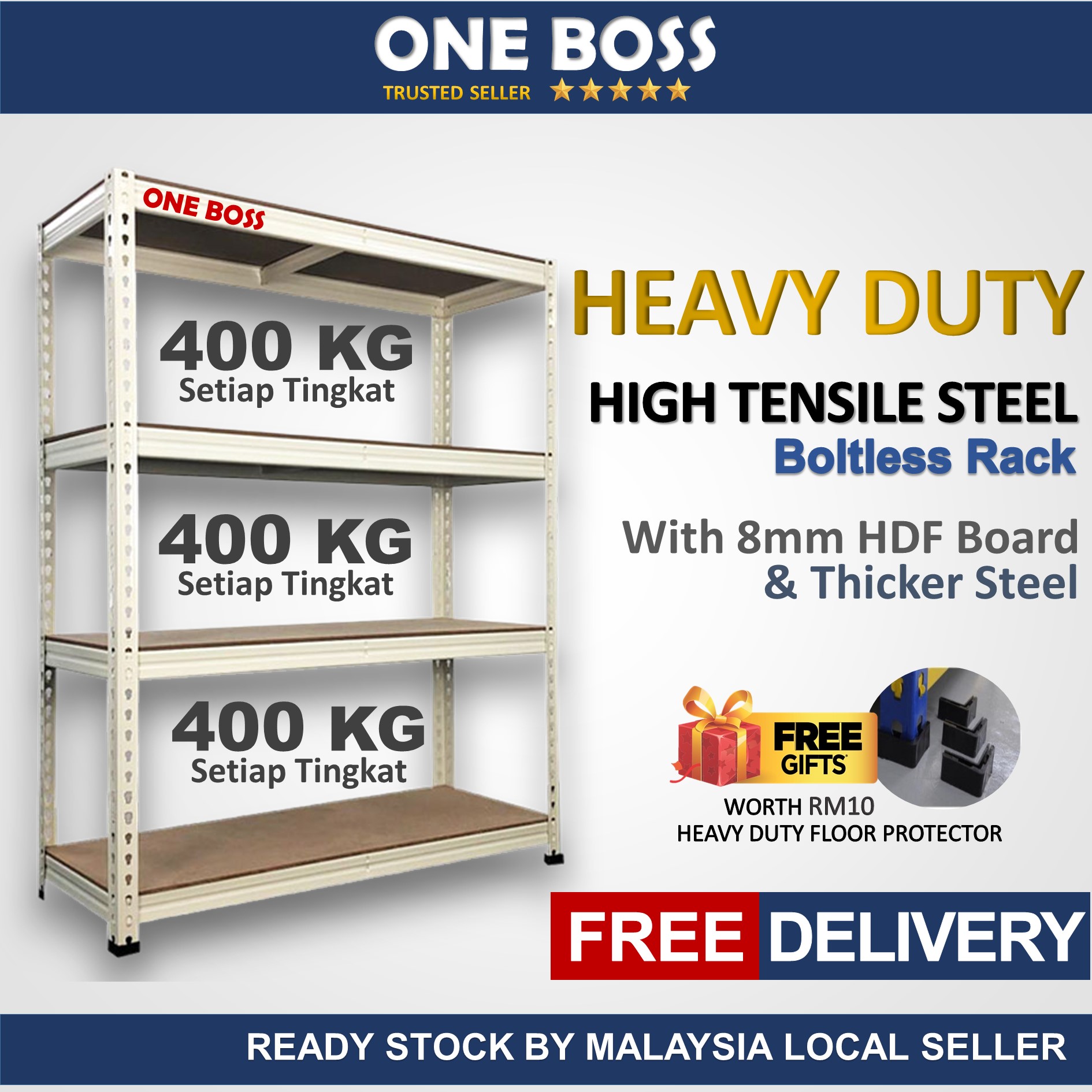 1BOSS Beige Heavy Duty Boltless Rack Warehouse Store Office File Home ...
