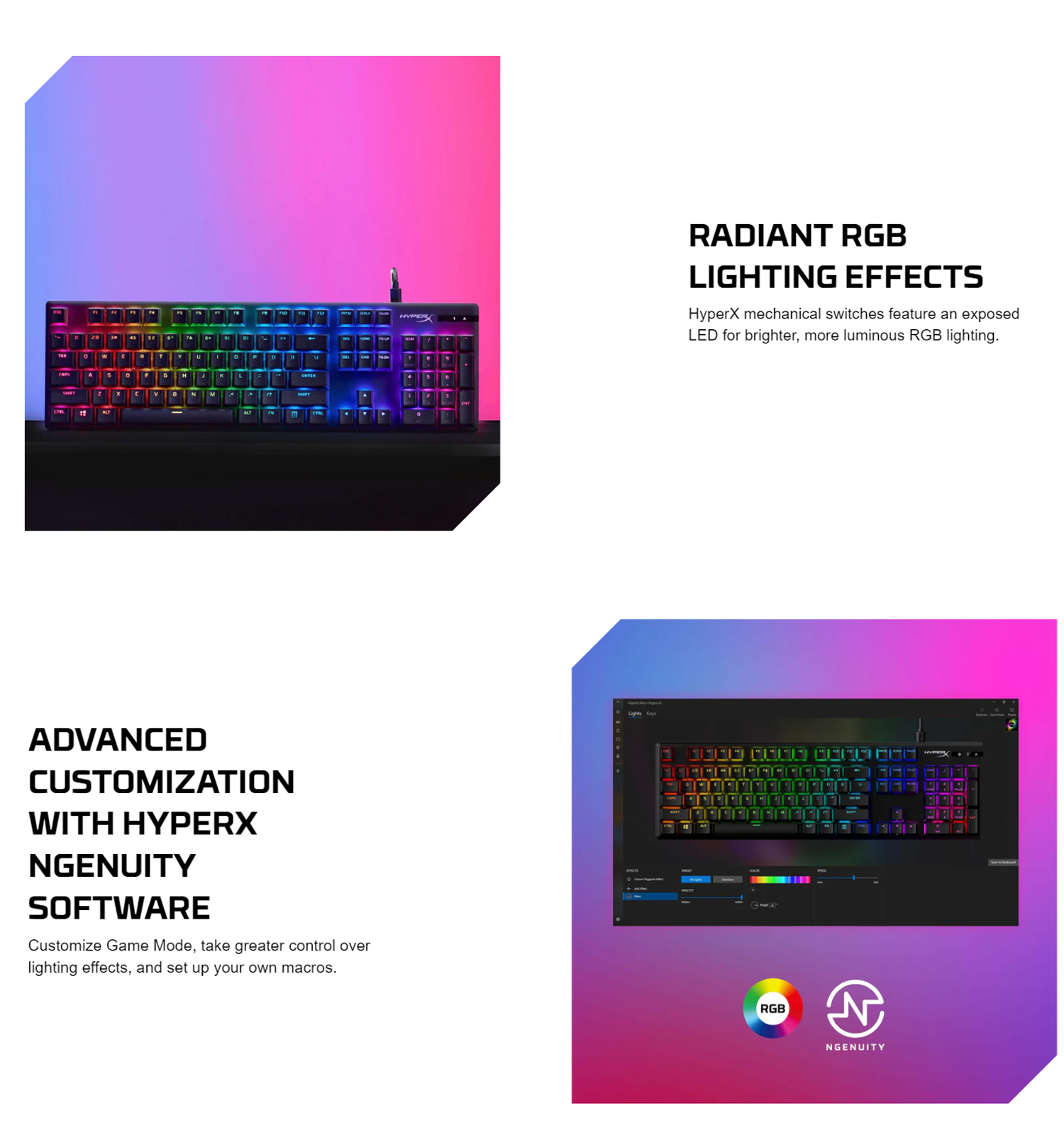 HyperX Alloy Origins PBT RGB Mechanical Keyboard with Compact Design ...