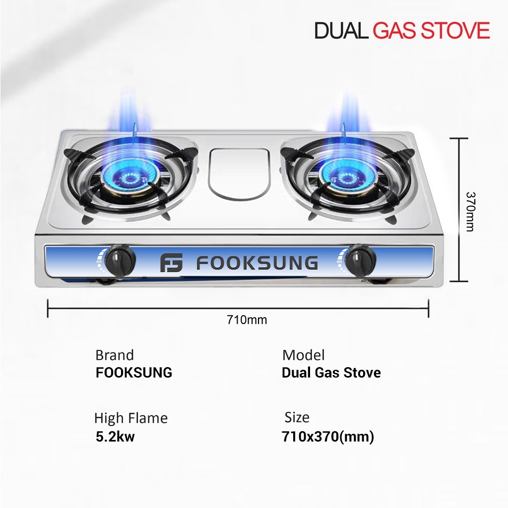 Double Burner Gas stove/Dapur Gas with Regulator stove stainless steel ...