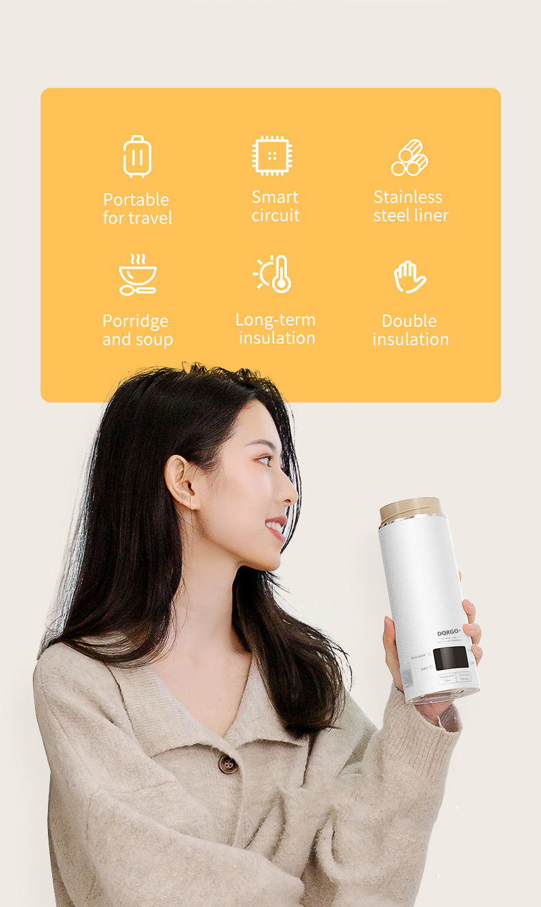 HGV Portable Electric Kettle 400ml Temperature Controlled 316 Stainless ...