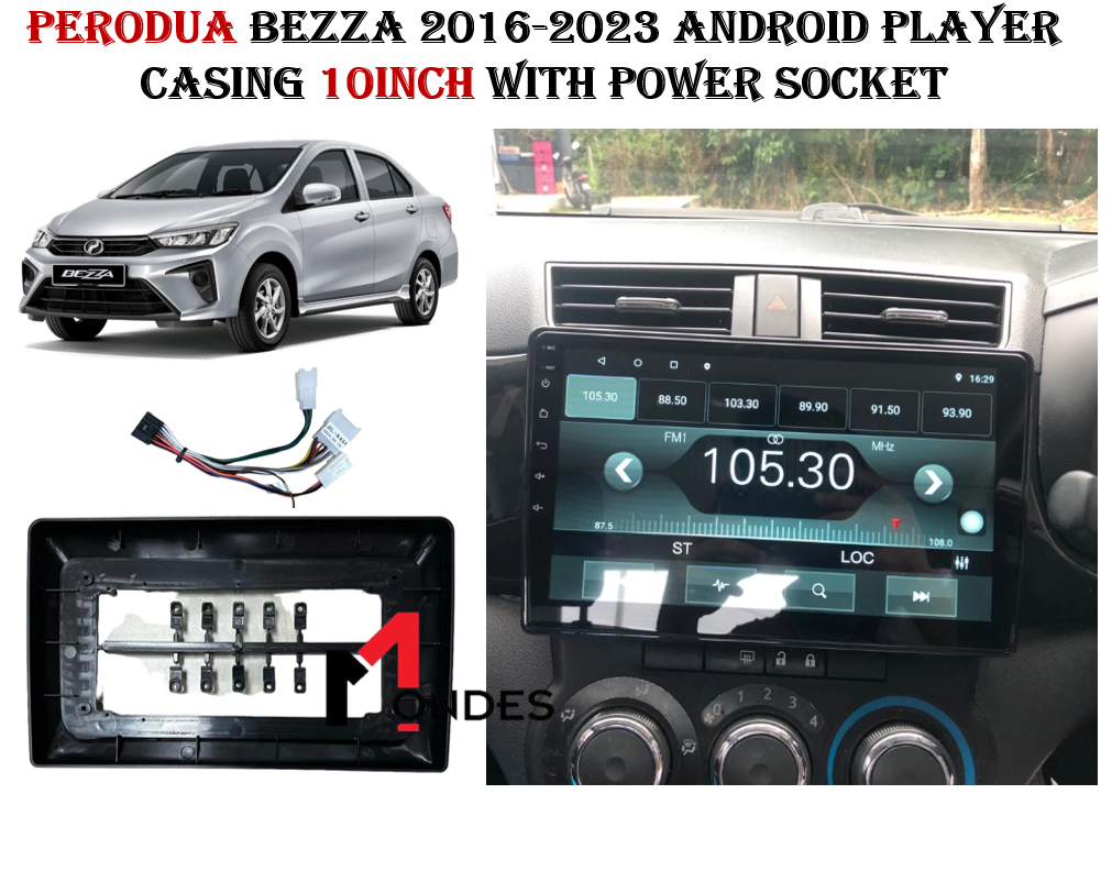 Android Player Casing 10 inch Perodua Bezza 2016-2024 (Black)(Low Spec ...