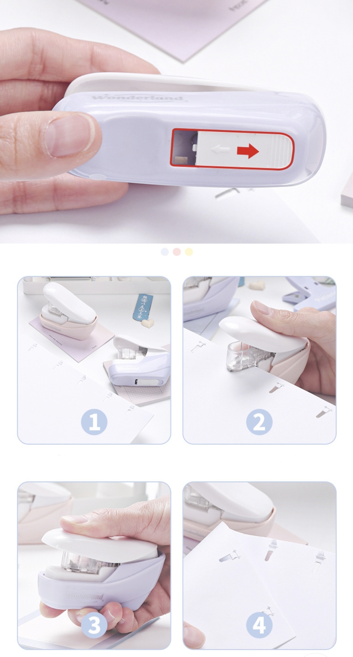 KWT Small Size Stapleless Stapler Light Duty Eco-Friendly Binding Paper ...