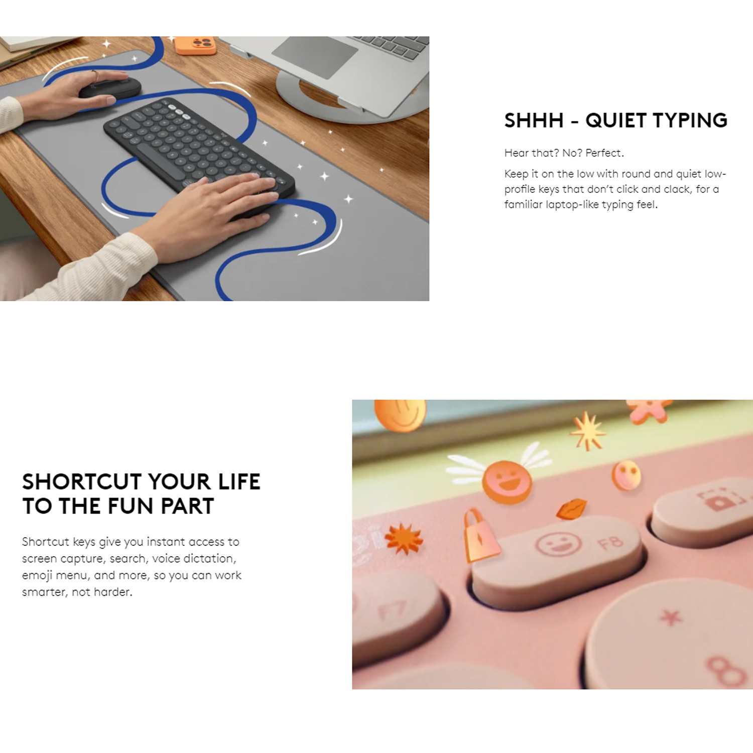 Logitech Pebble Keys 2 K380s Slim, Minimalist Bluetooth® keyboard with ...