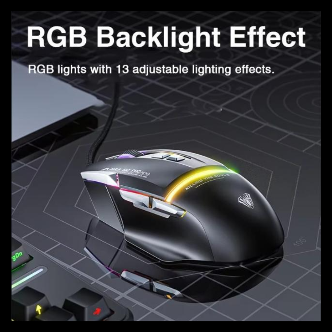 AULA S12Pro RGB Wired Gaming Mouse 12800DPI with 8Programmable Button ...