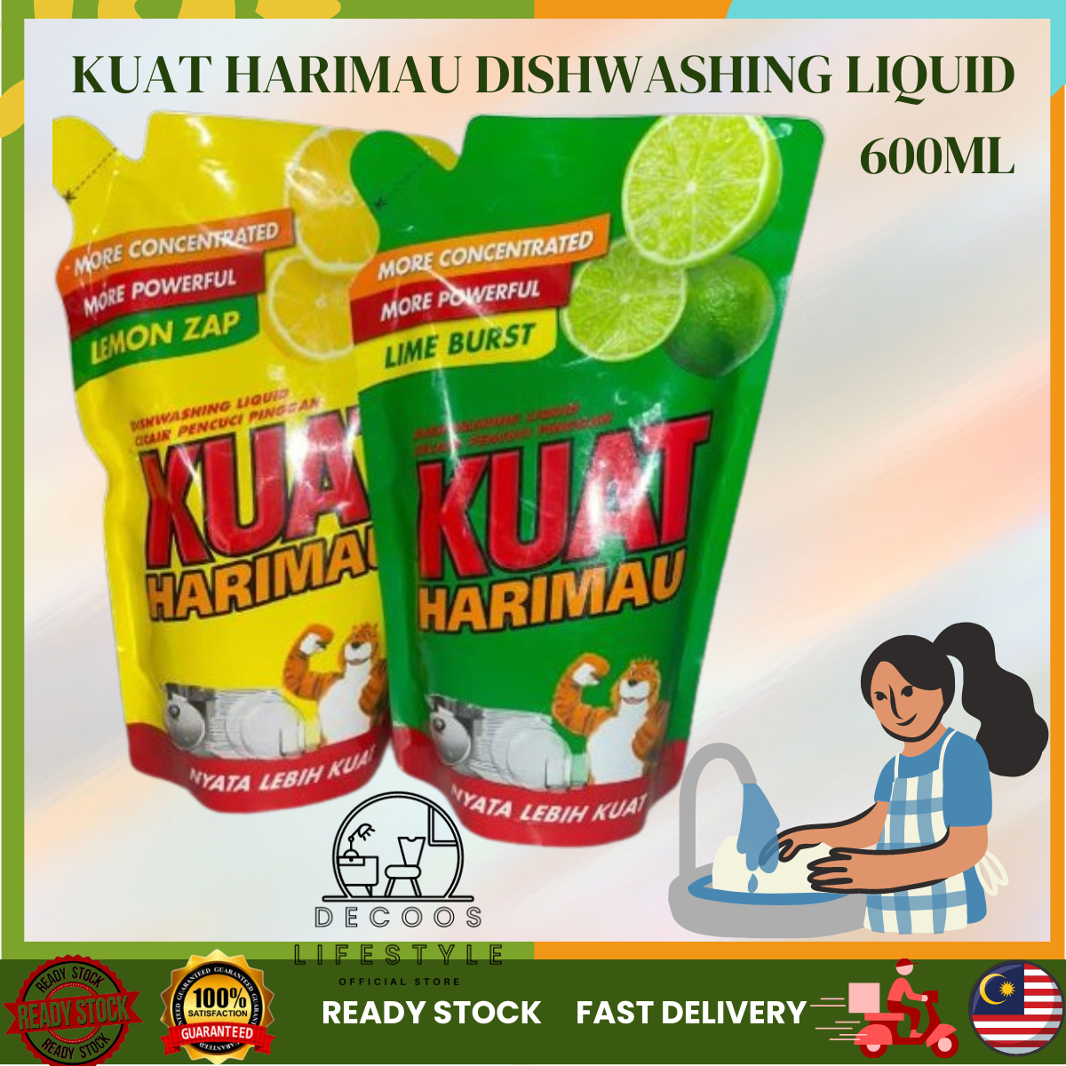 Kuat Harimau Dishwashing Liquid Pouch Pencuci Pinggan Mangkuk 600ml ...