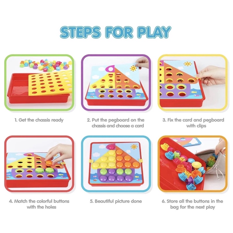 Button Idea Educational Toys (12 pictures +50 Button Nails) Genius Art ...