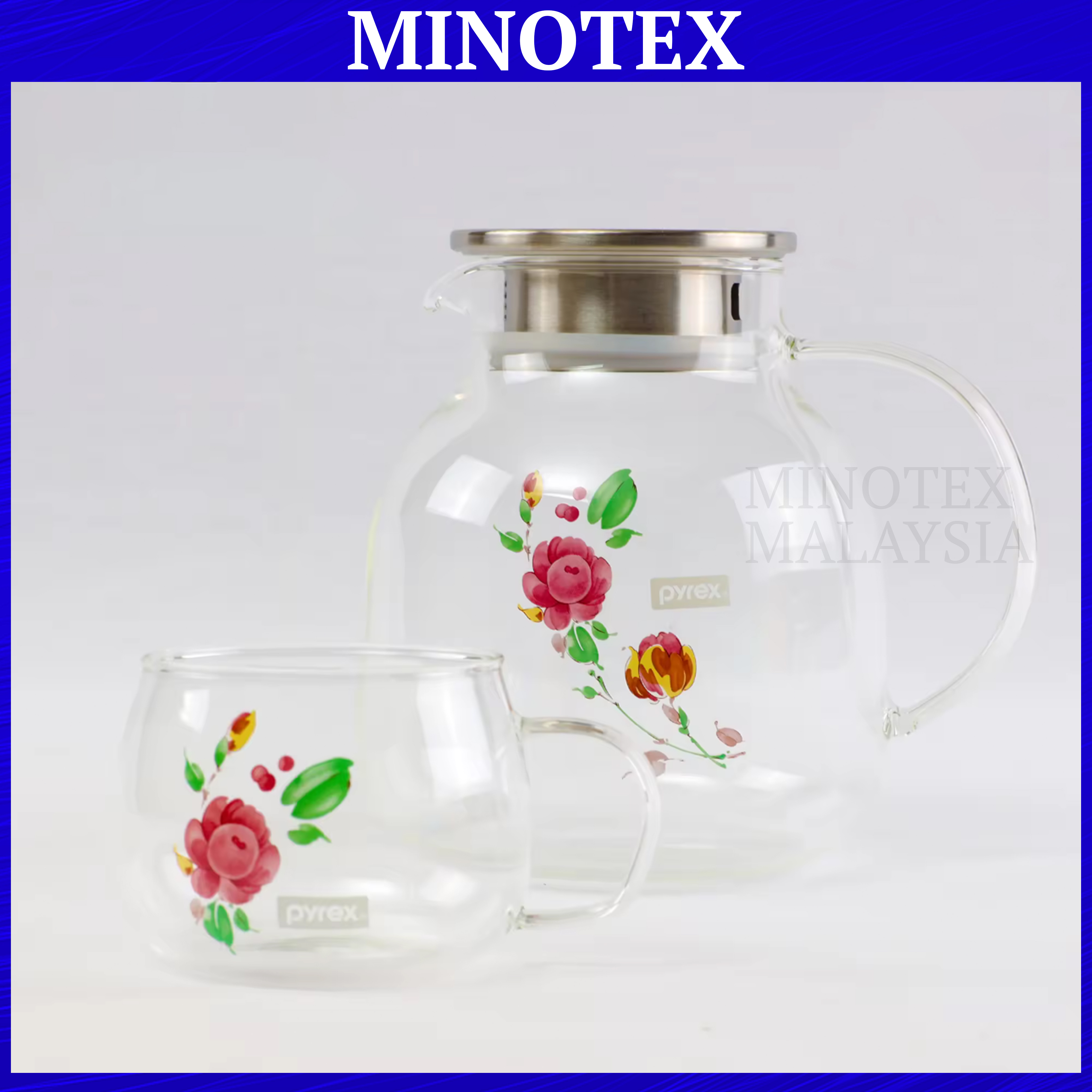 Pyrex 5 Pcs Tea Set (Country Rose/Sakura) / Glass Tea and Coffee Cup ...
