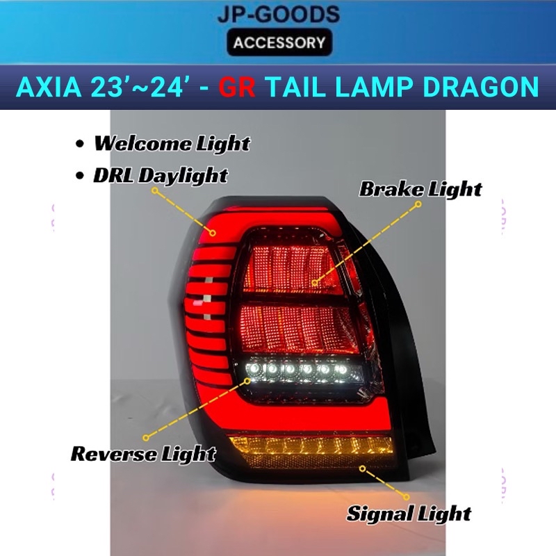 Perodua Axia D74A 2023 Dragon Scale GR Tail Lamp Dynamic Running Signal ...