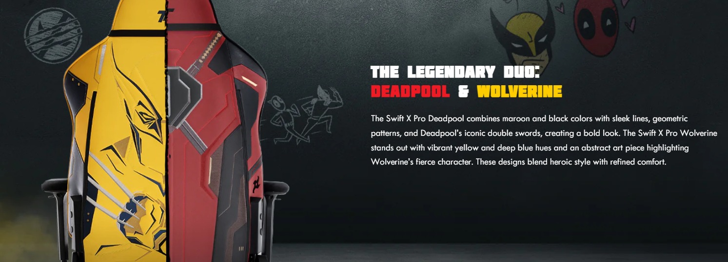TTRacing SWIFT X PRO DEADPOOL / WOLVERINE Leather PU Gaming Chair ...