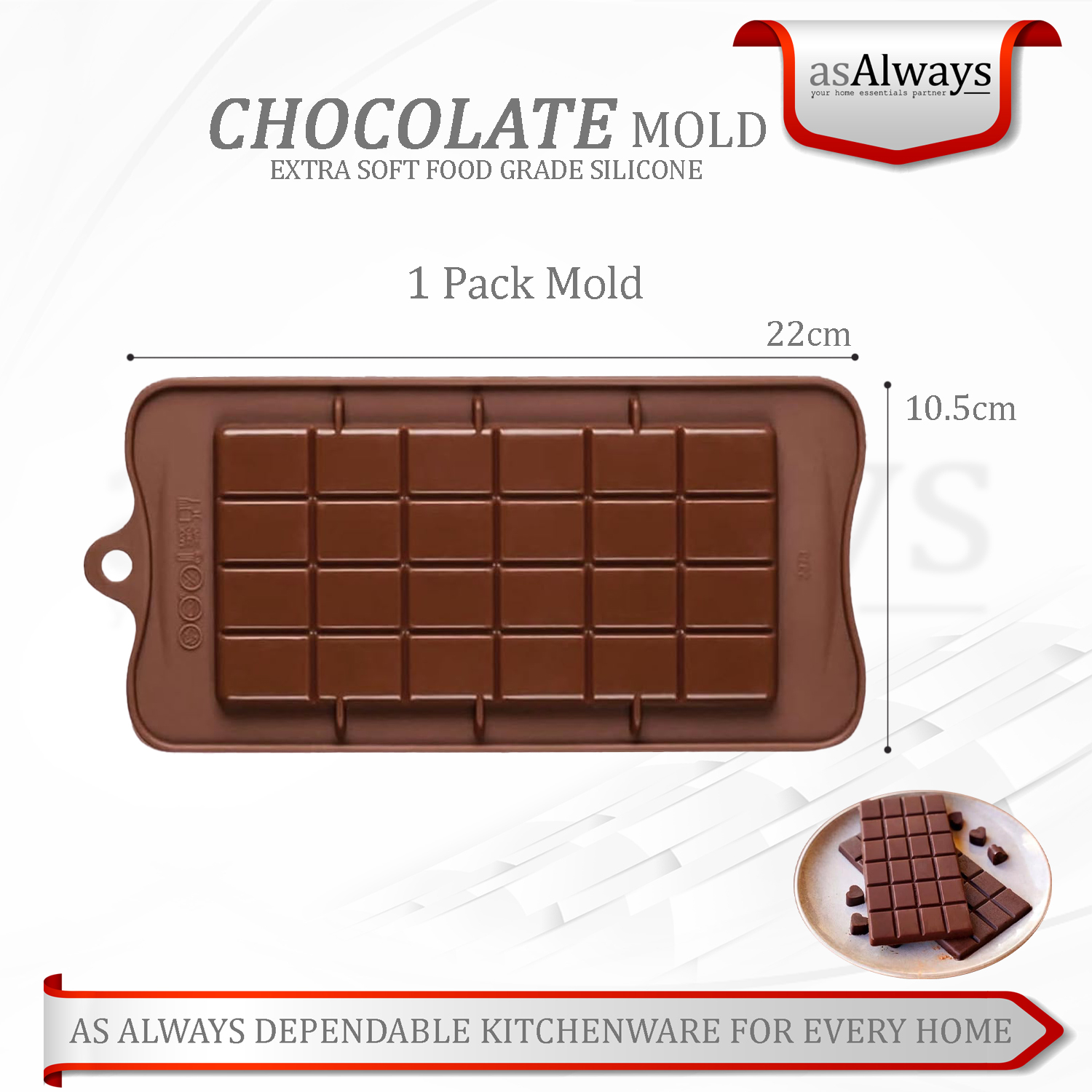 ASALWAYS Silicone Chocolate Mold 巧克力摸具 acuan coklat Bars Making Set ...