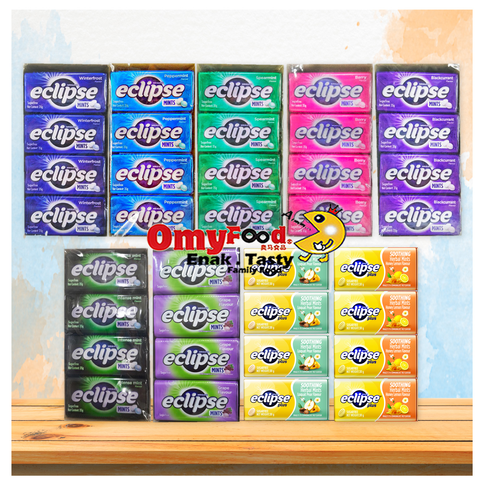 240g / 280g Eclipse Sugar Free [P.mint/Spearmint/B.currant/Berry/Winterfrost/ Winterfrost ...